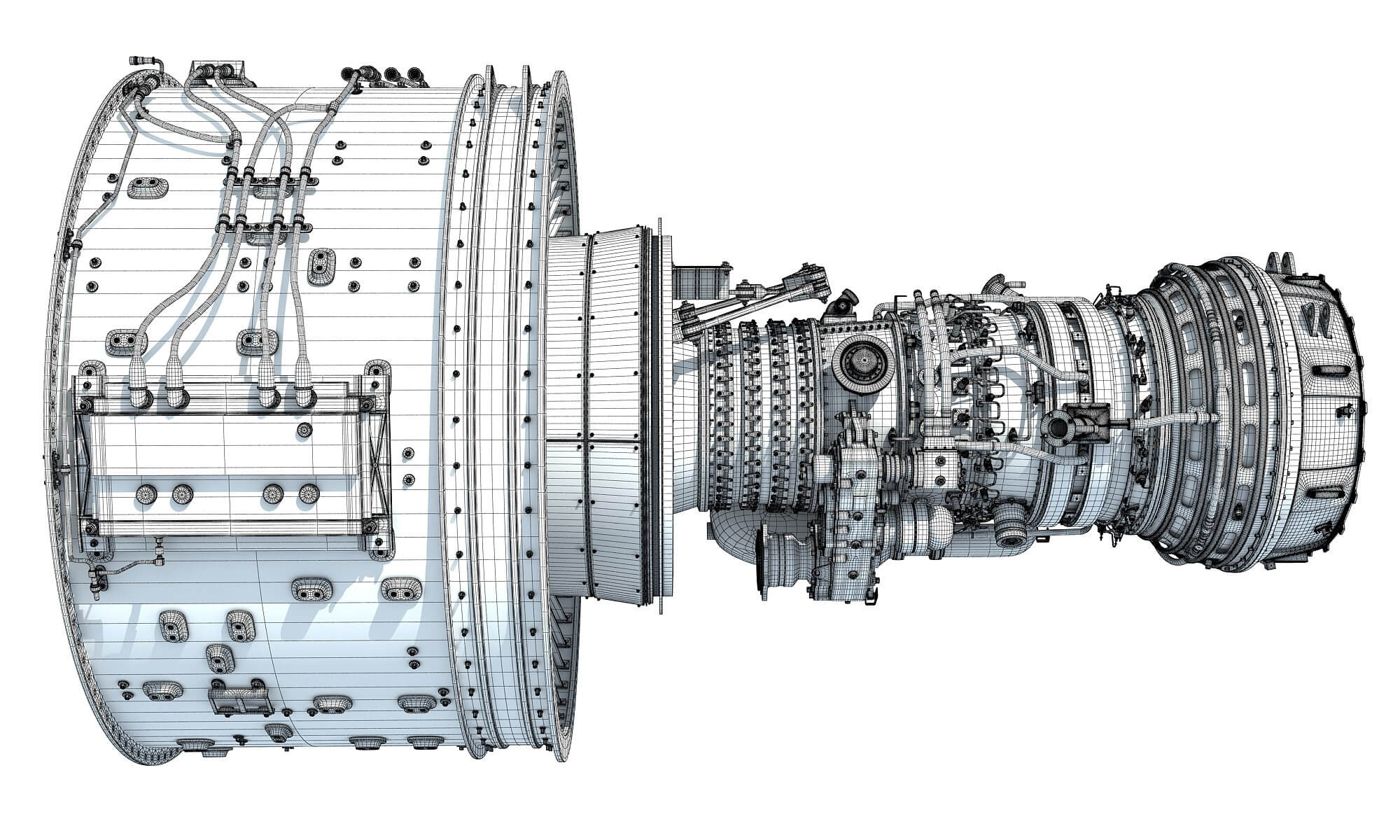 Full and Cutaway Turbofan Engine - 3D Model by 3D Horse