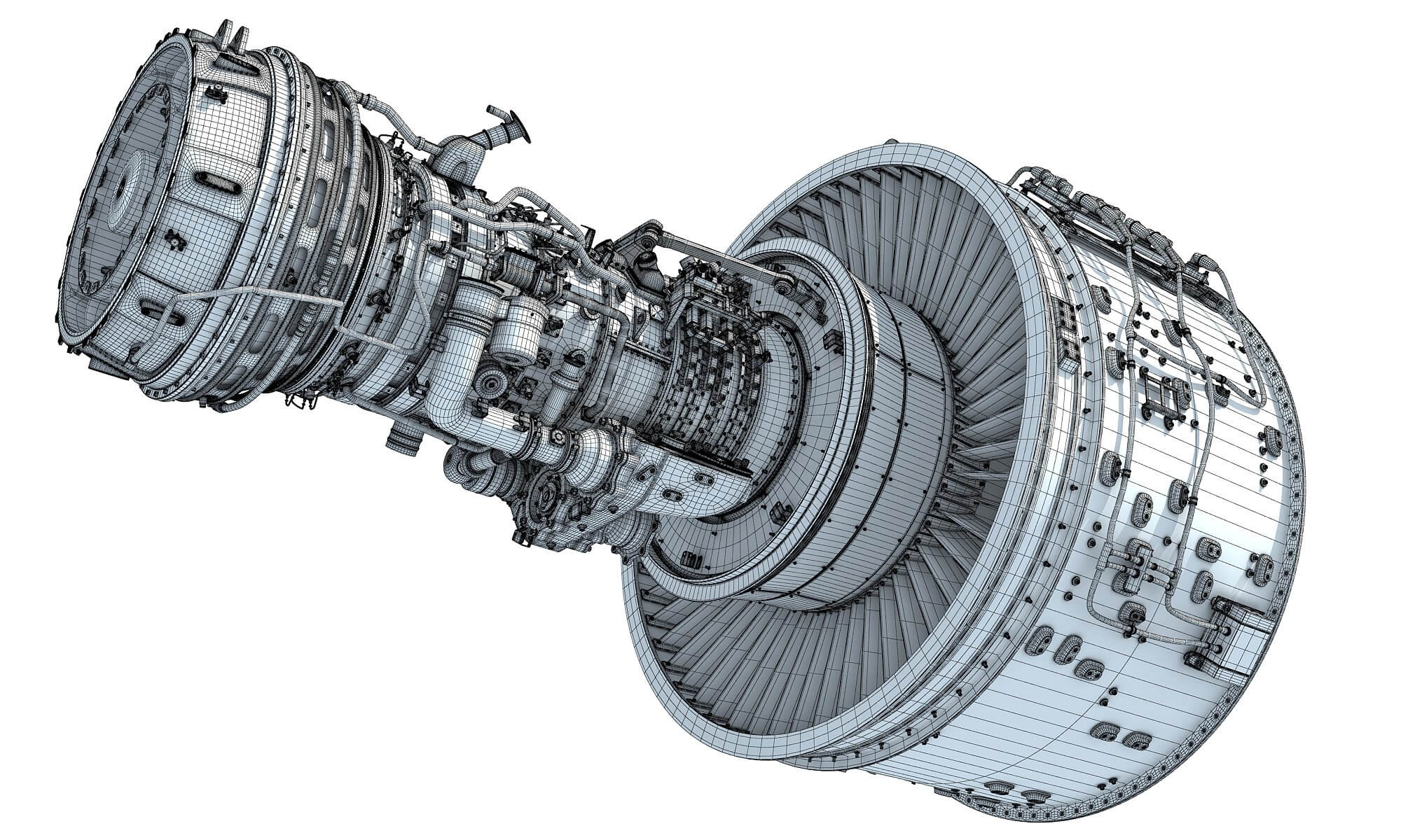 Full and Cutaway Turbofan Engine - 3D Model by 3D Horse