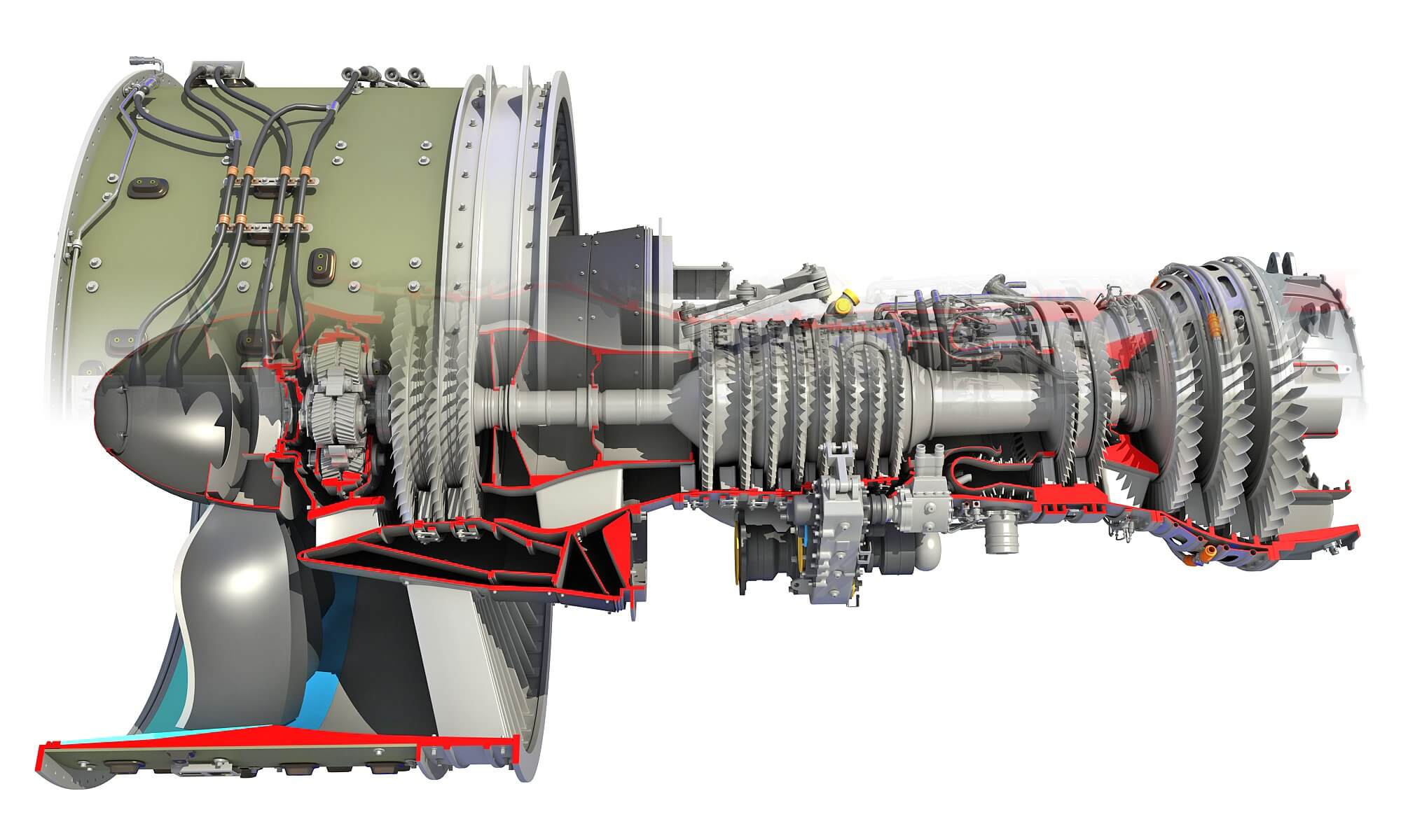Full and Cutaway Turbofan Engine - 3D Model by 3D Horse