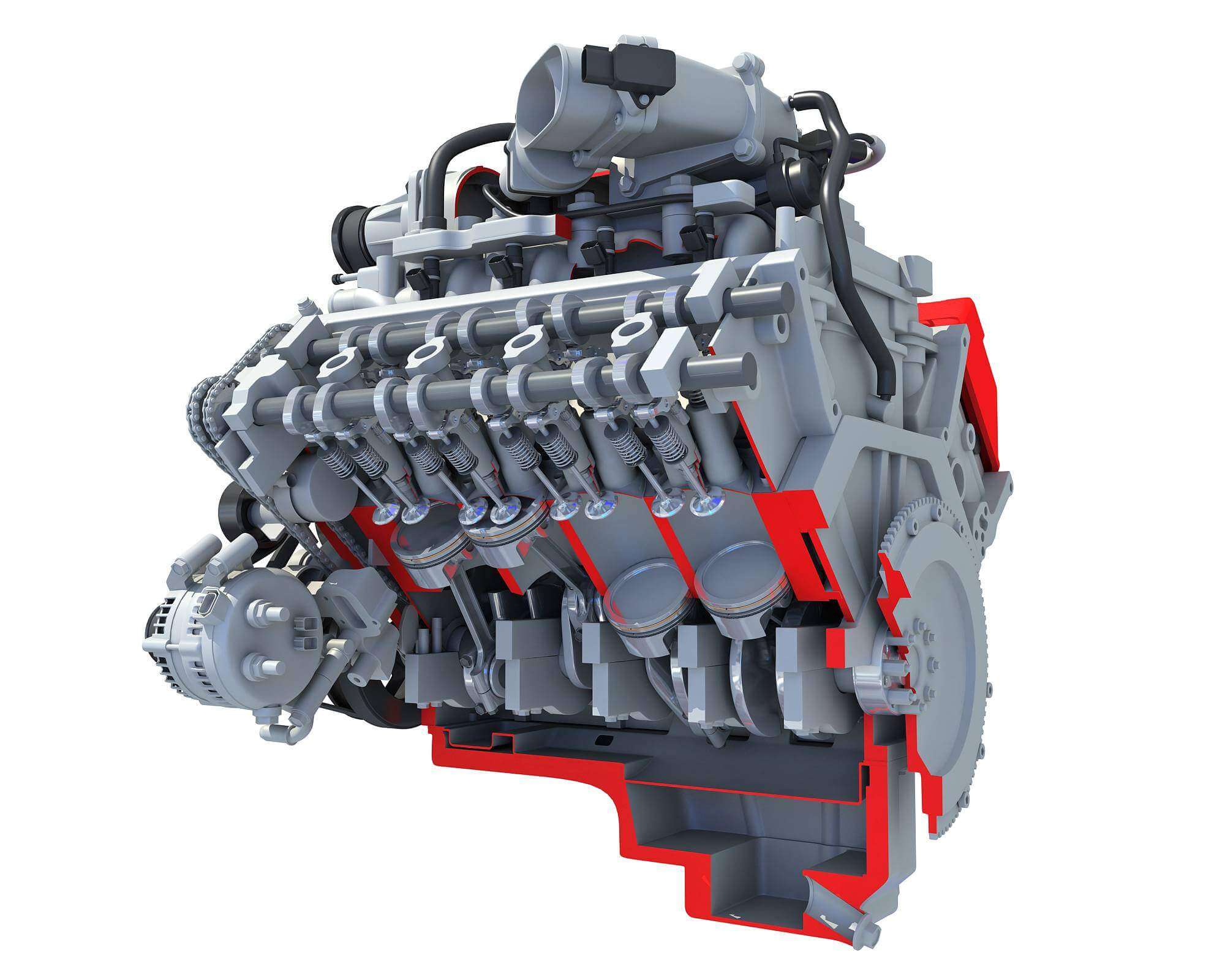 Full and Cutaway V8 Engine - 3D Model by 3D Horse