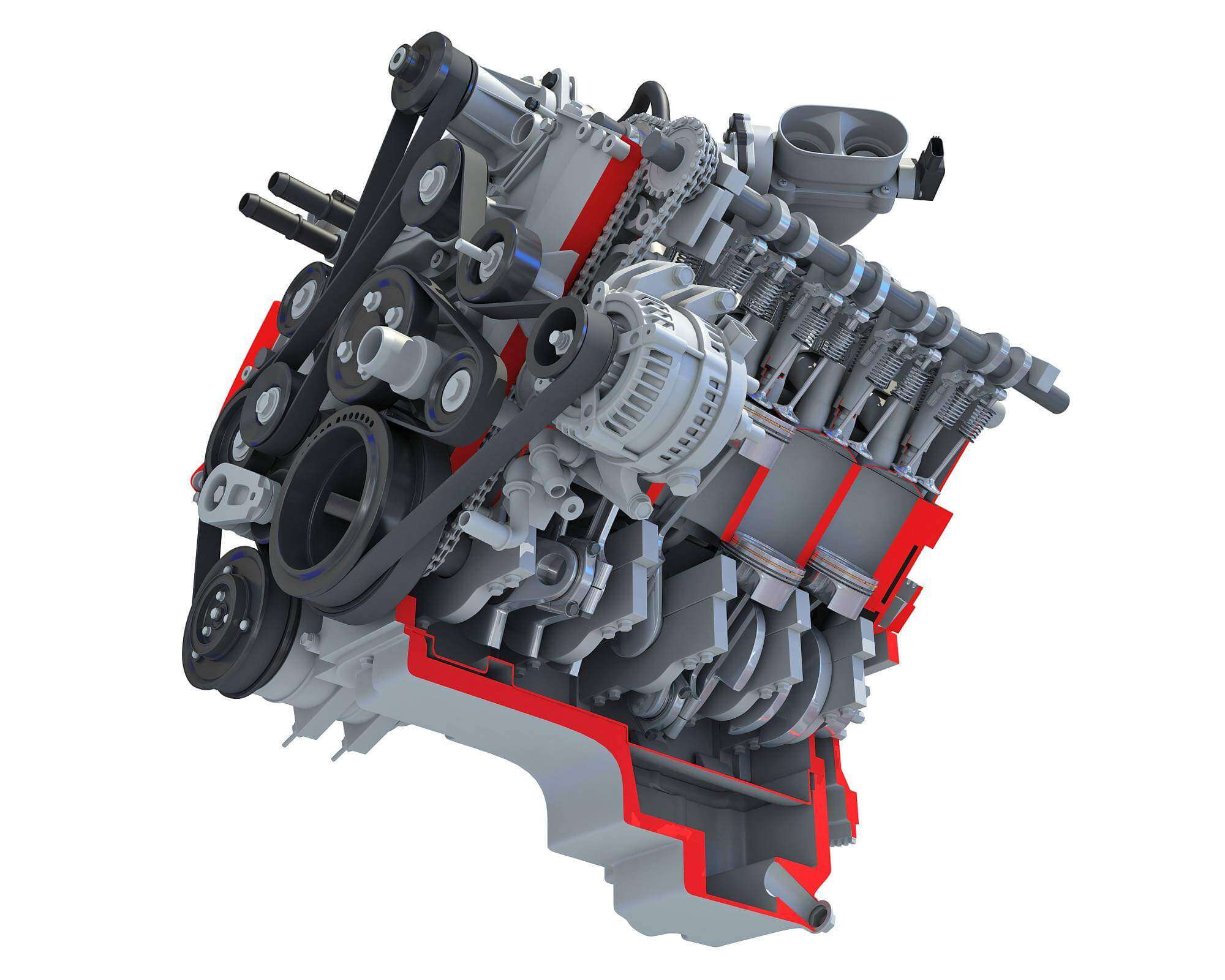 Full and Cutaway V8 Engine - 3D Model by 3D Horse