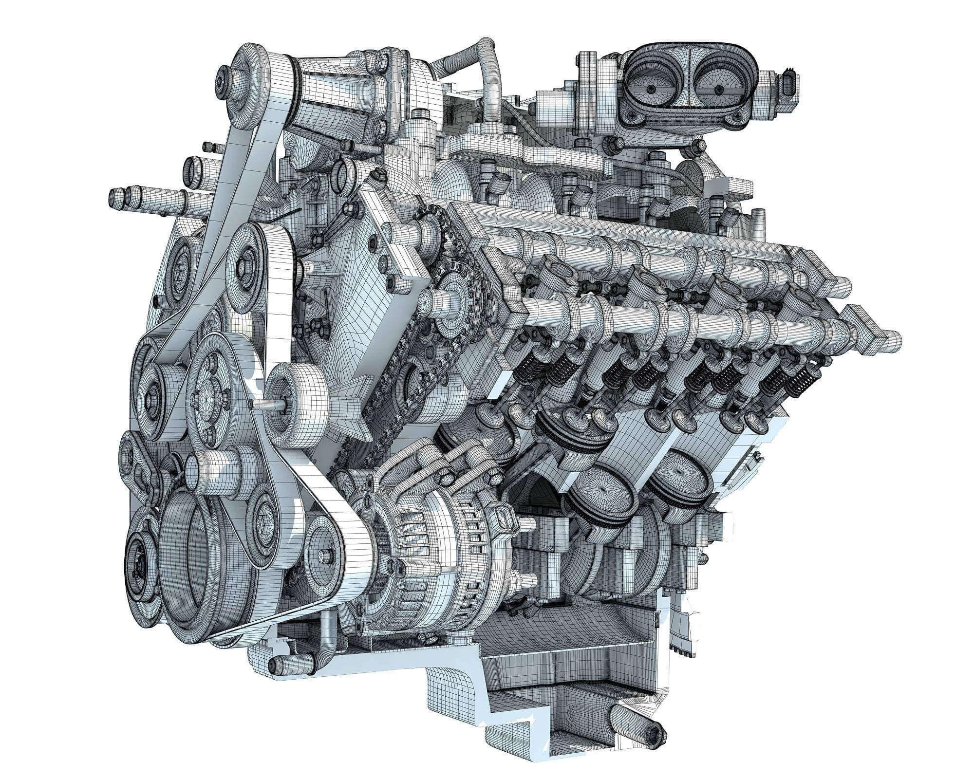 Full and Cutaway V8 Engine - 3D Model by 3D Horse