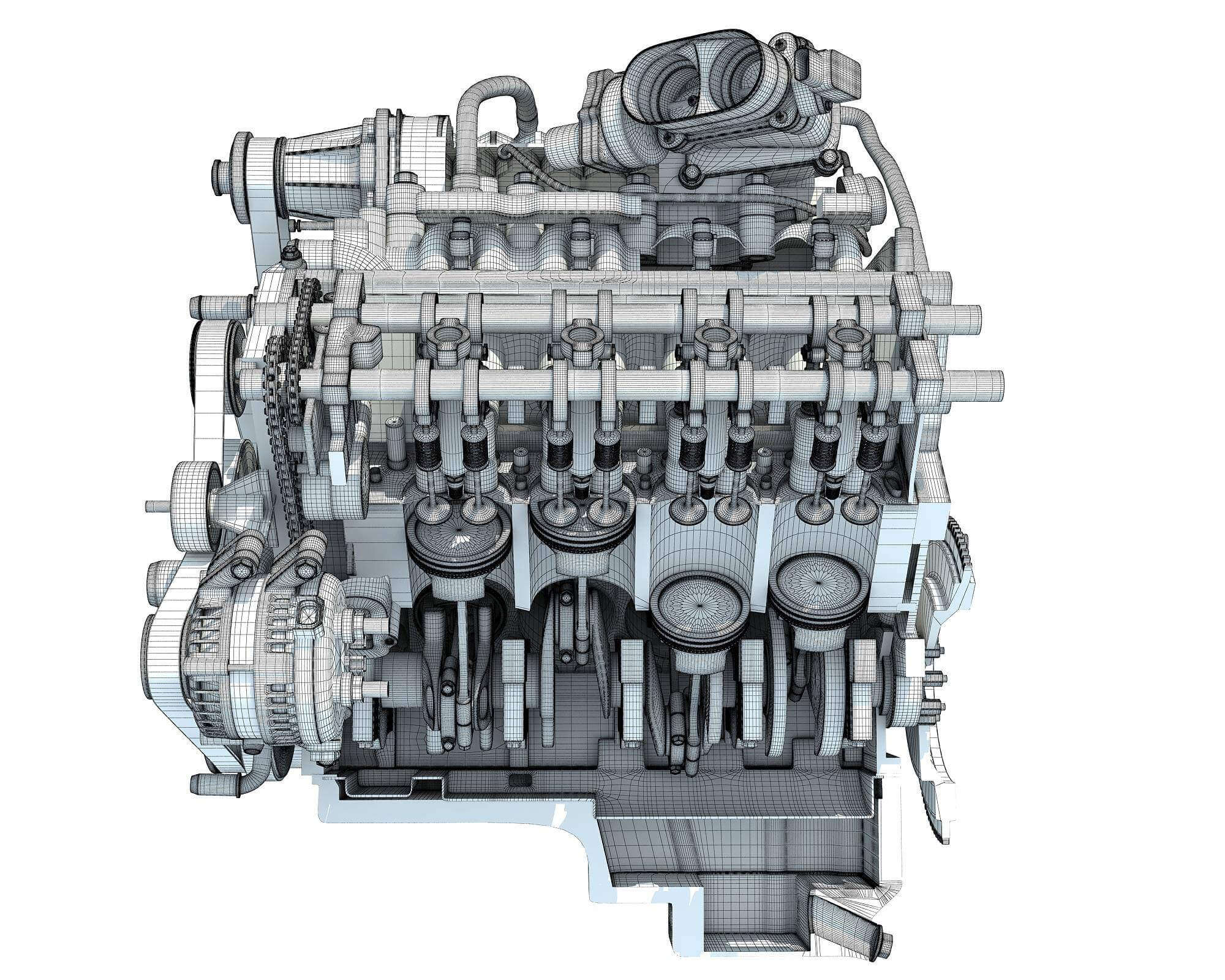 Full and Cutaway V8 Engine - 3D Model by 3D Horse
