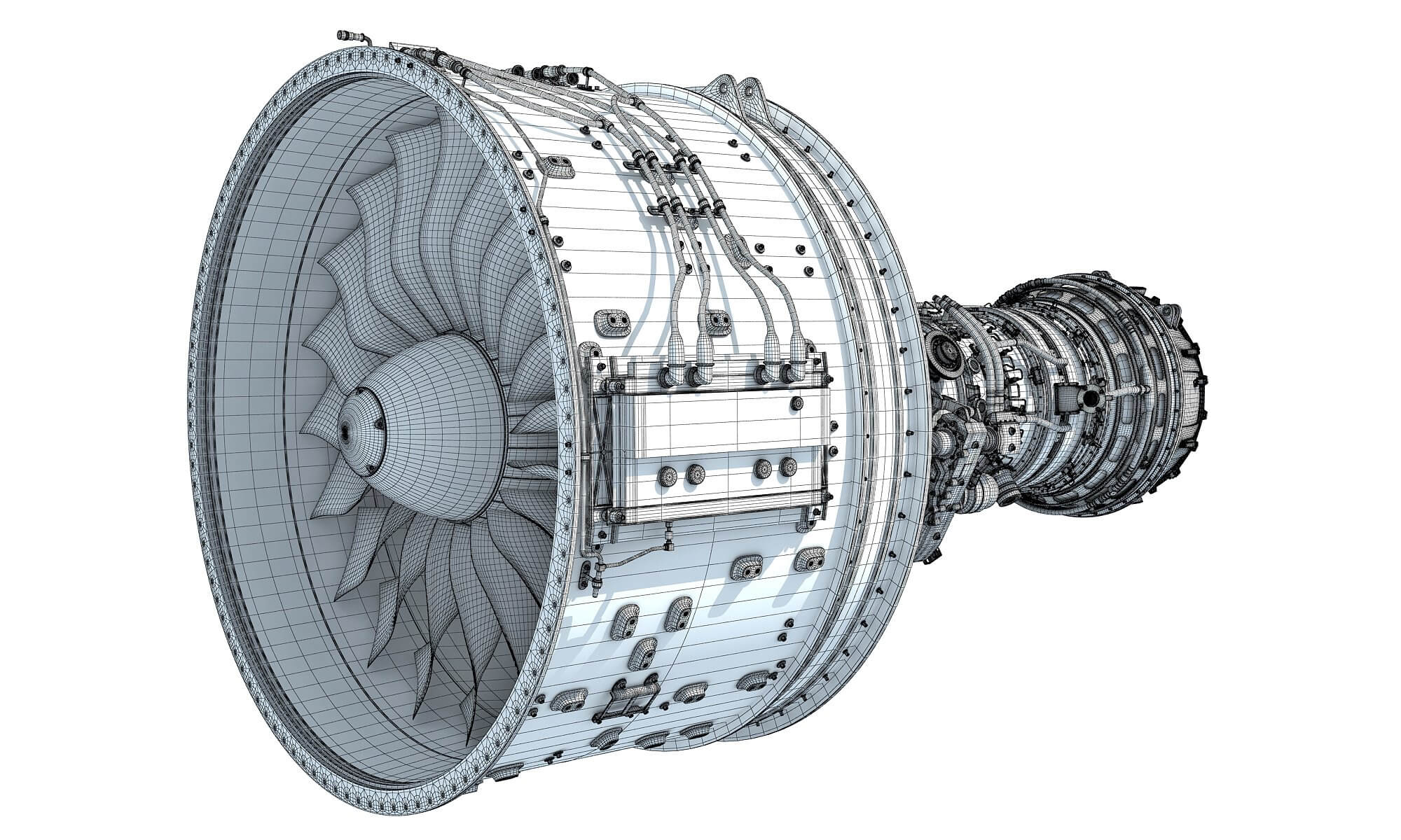 Geared Turbofan Engine with Interior - 3D Model by 3D Horse