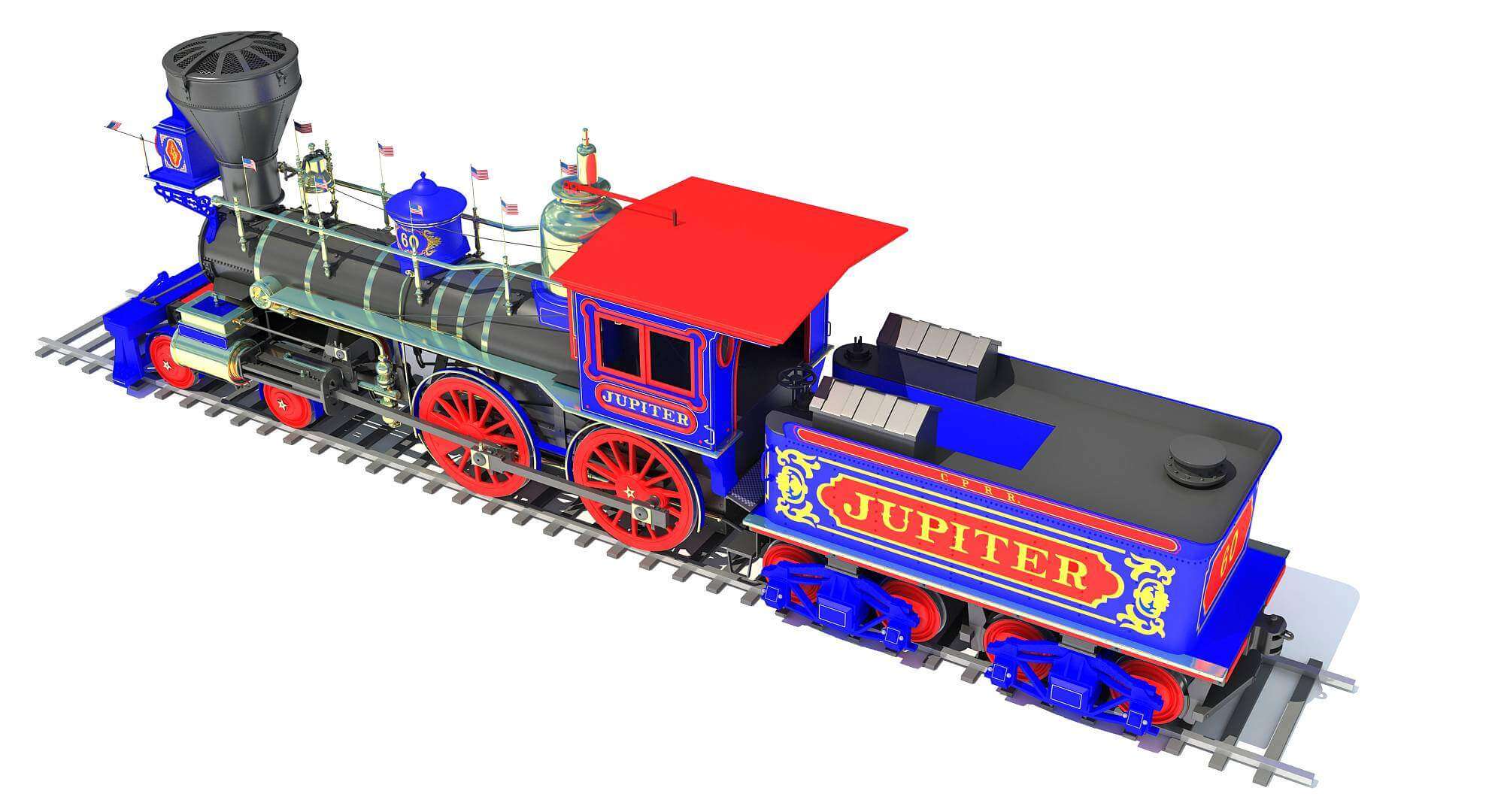 Jupiter Steam Locomotive with Tender - 3D Model by 3D Horse
