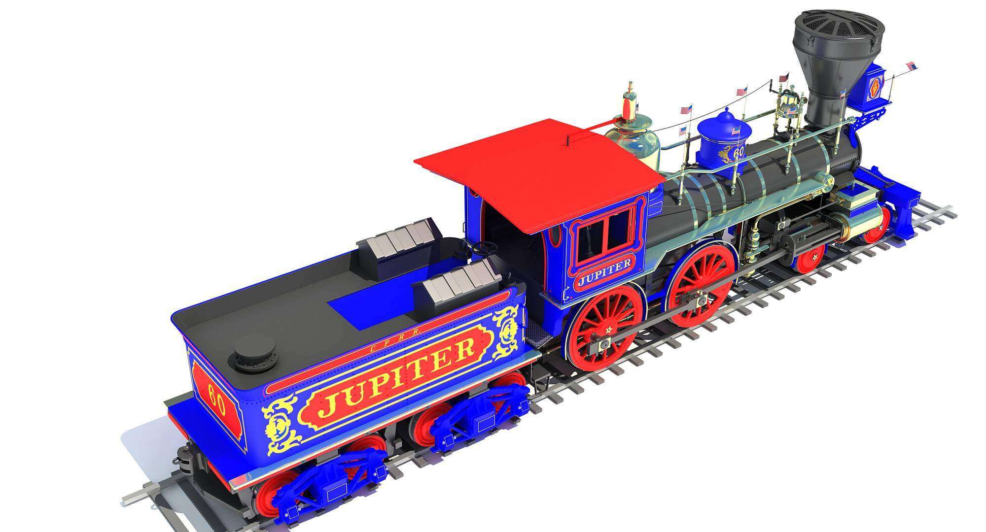 Jupiter Steam Locomotive with Tender - 3D Model by 3D Horse
