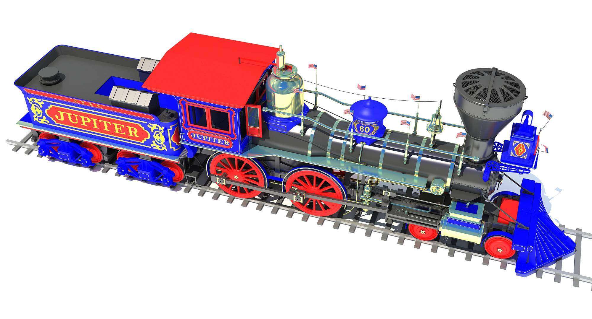 Jupiter Steam Locomotive with Tender - 3D Model by 3D Horse
