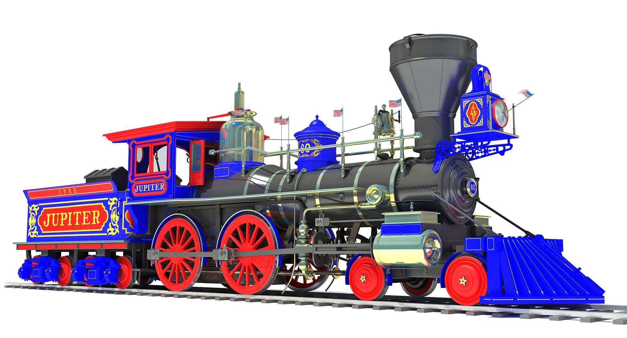 Jupiter Steam Locomotive with Tender - 3D Model by 3D Horse