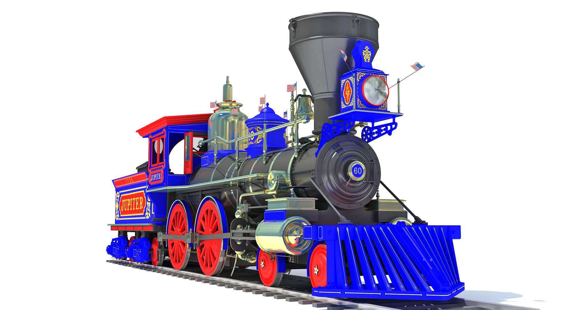 Jupiter Steam Locomotive with Tender - 3D Model by 3D Horse