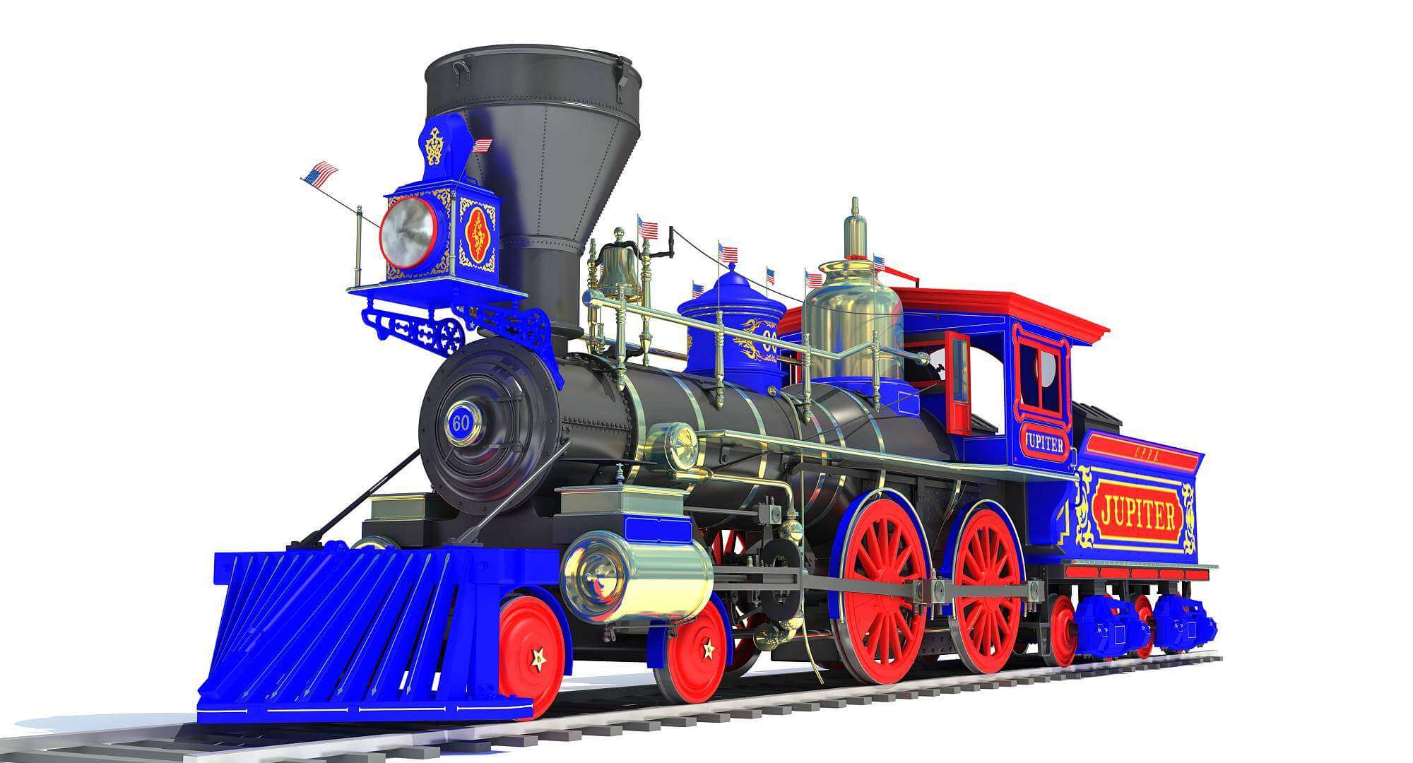Jupiter Steam Locomotive with Tender - 3D Model by 3D Horse
