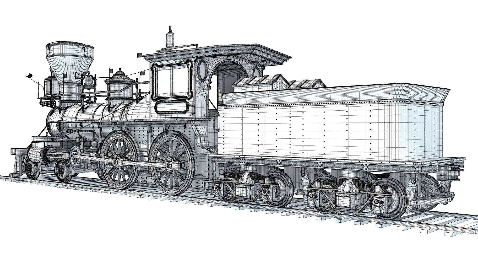 Jupiter Steam Locomotive with Tender - 3D Model by 3D Horse