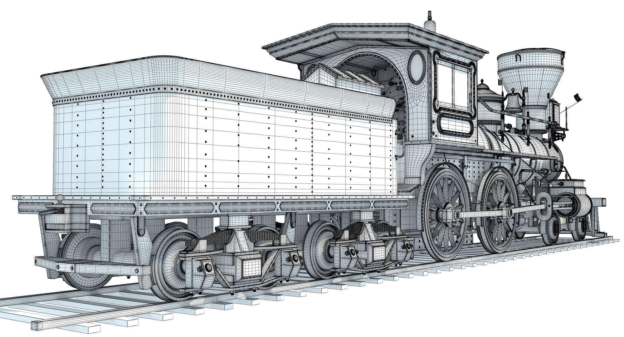Jupiter Steam Locomotive with Tender - 3D Model by 3D Horse