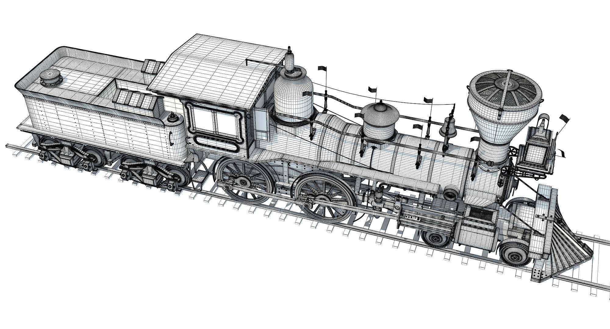 Jupiter Steam Locomotive with Tender - 3D Model by 3D Horse