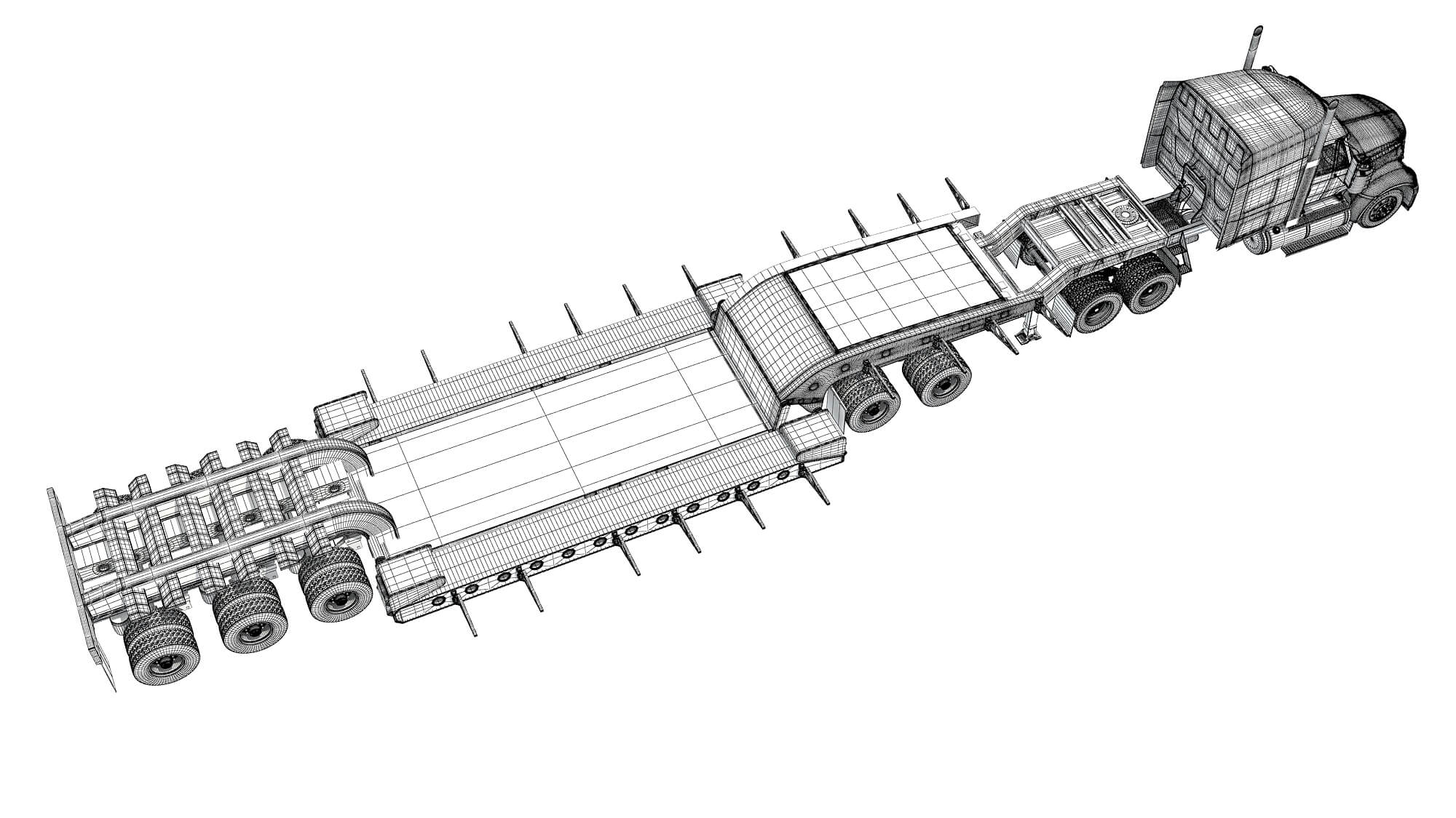 Lowboy Truck - 3D Model by 3D Horse