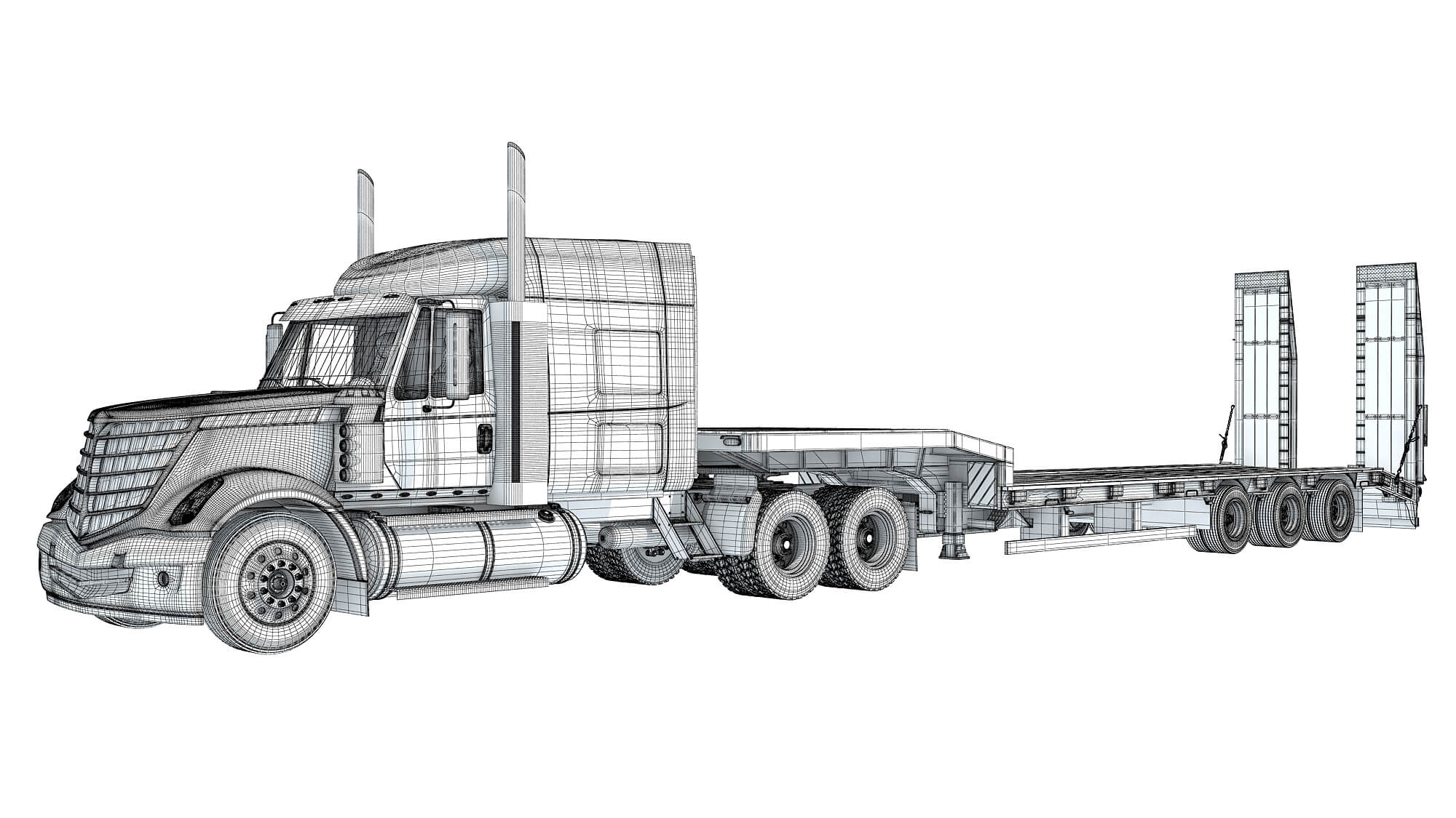 Lowboy Truck - 3D Model by 3D Horse