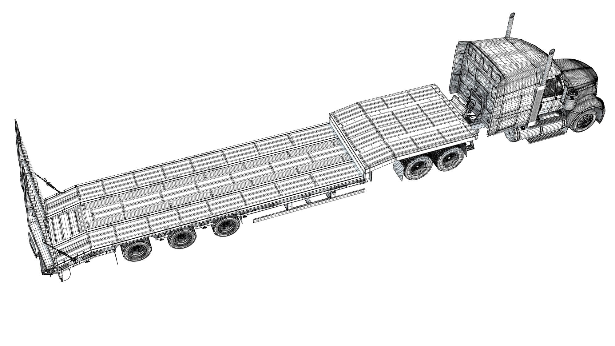 Lowboy Truck - 3D Model by 3D Horse