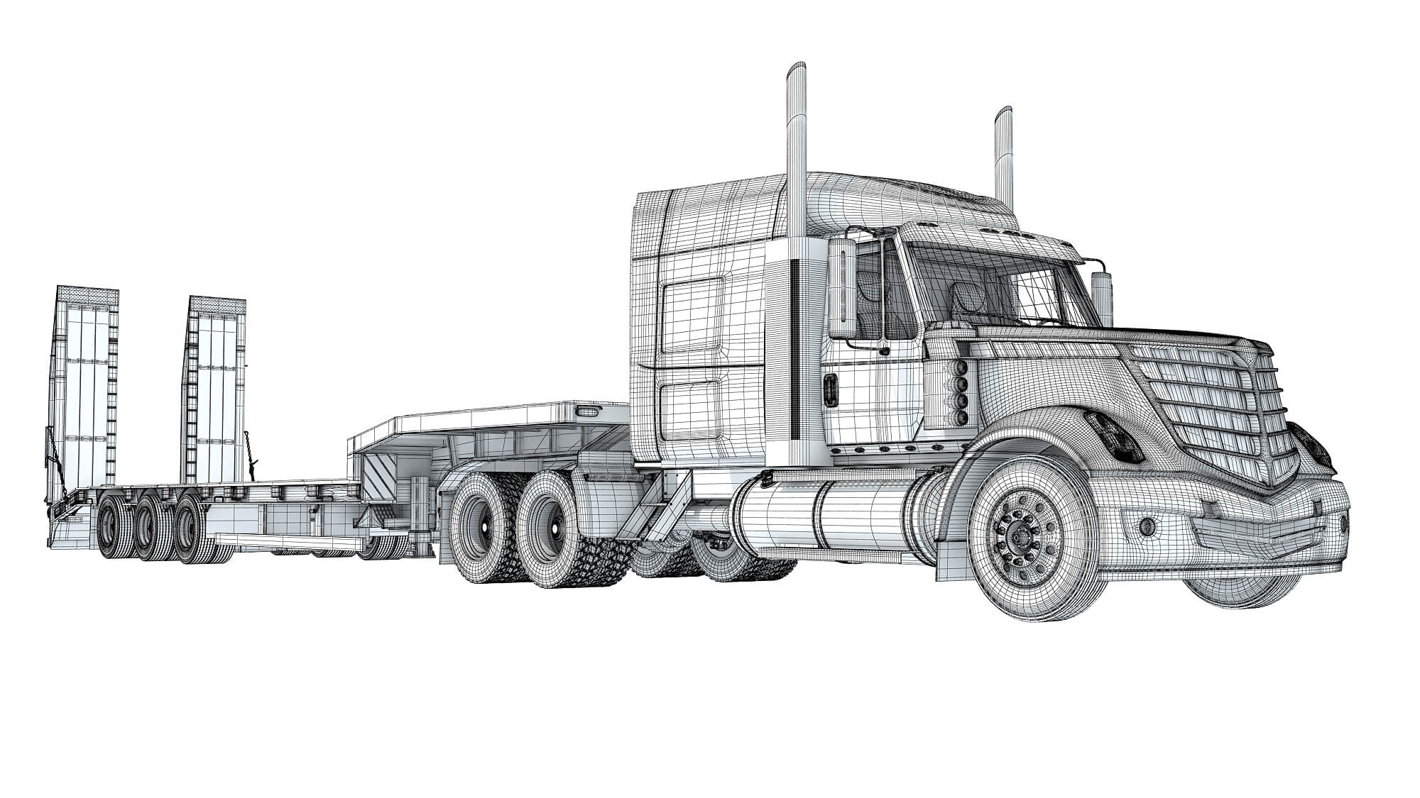 Lowboy Truck - 3D Model by 3D Horse