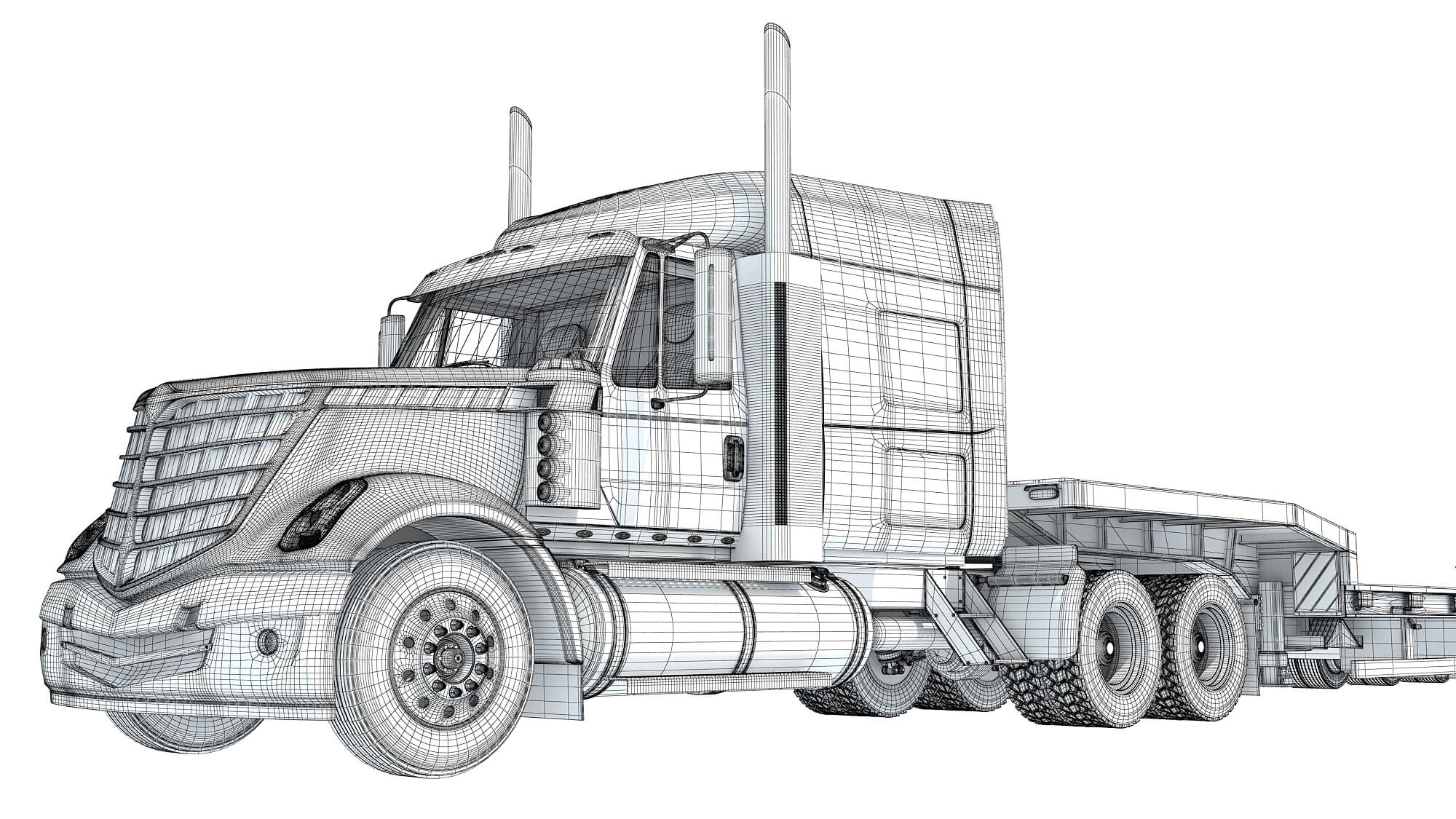 Lowboy Truck - 3D Model by 3D Horse