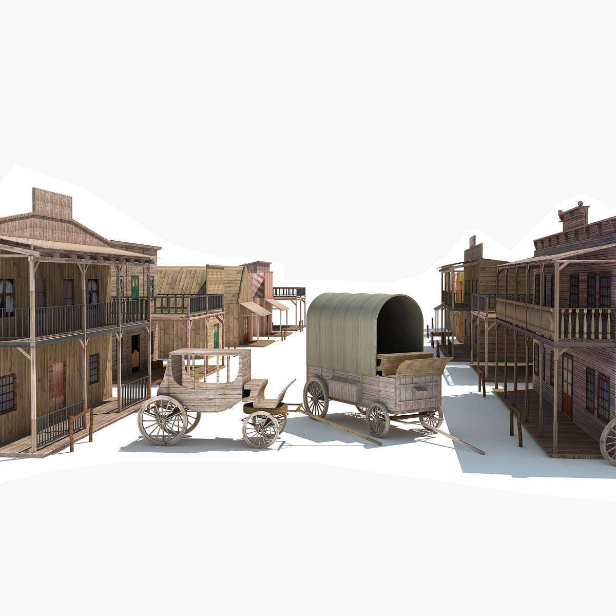 Old West Town Drawing