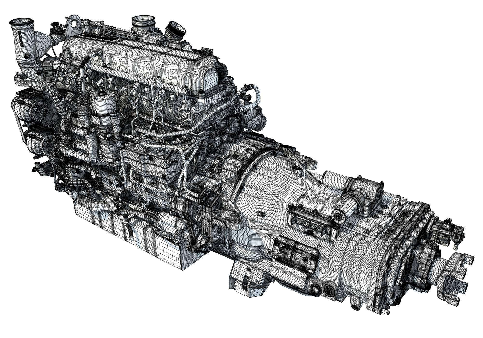 PACCAR MX-13 Engine with Eaton Transmission 3D Model by 3D Horse