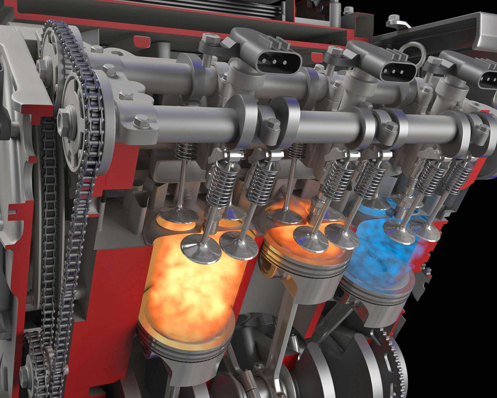 Sectioned V6 Engine with Ignition - 3D Model by 3D Horse