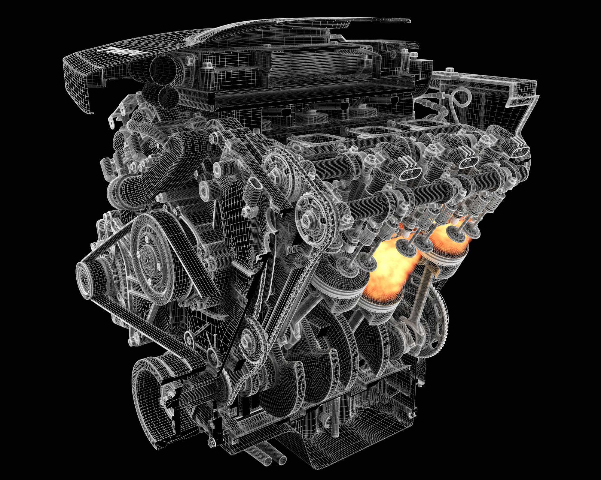 Sectioned V6 Engine with Ignition - 3D Model by 3D Horse