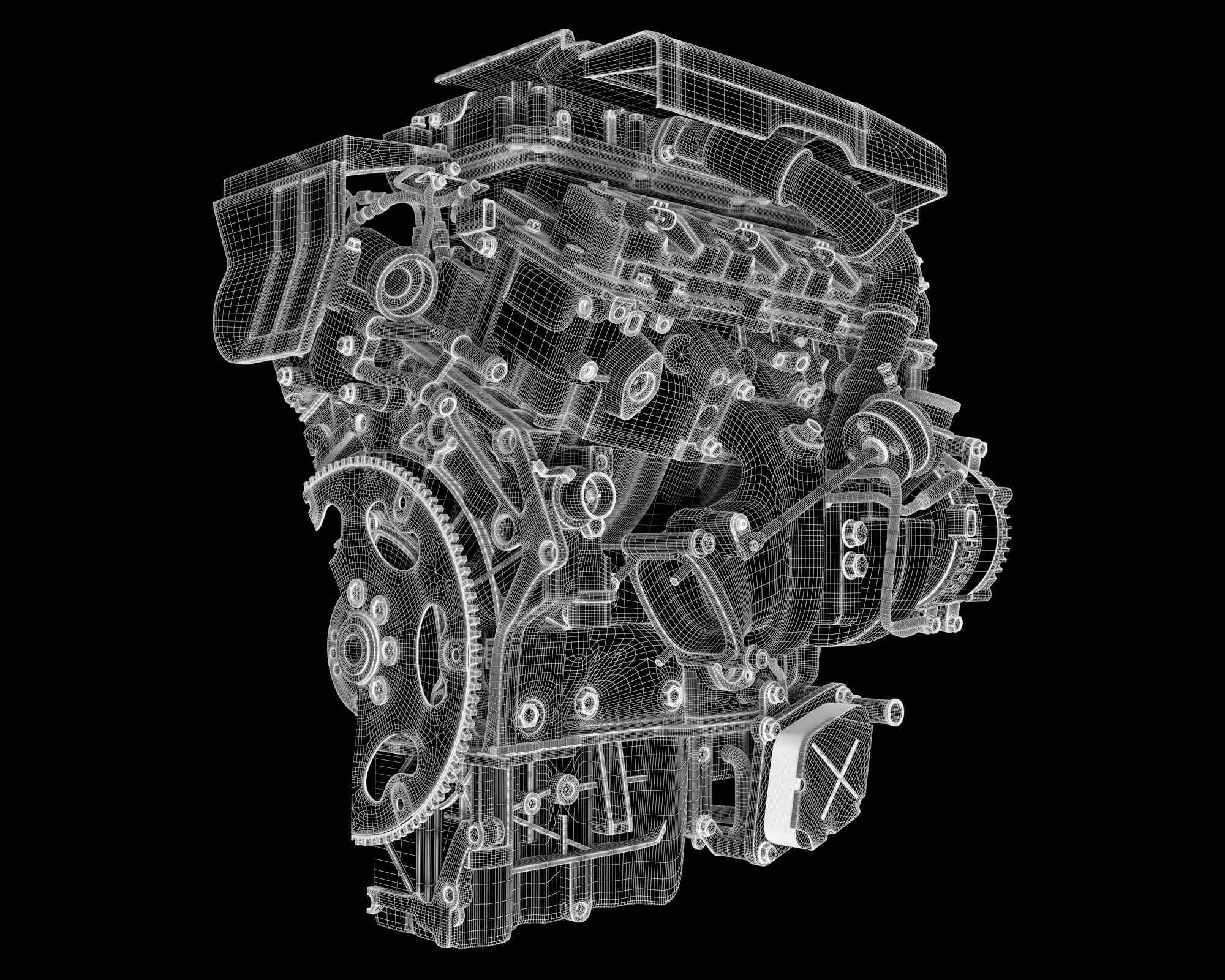 Sectioned V6 Engine with Ignition - 3D Model by 3D Horse