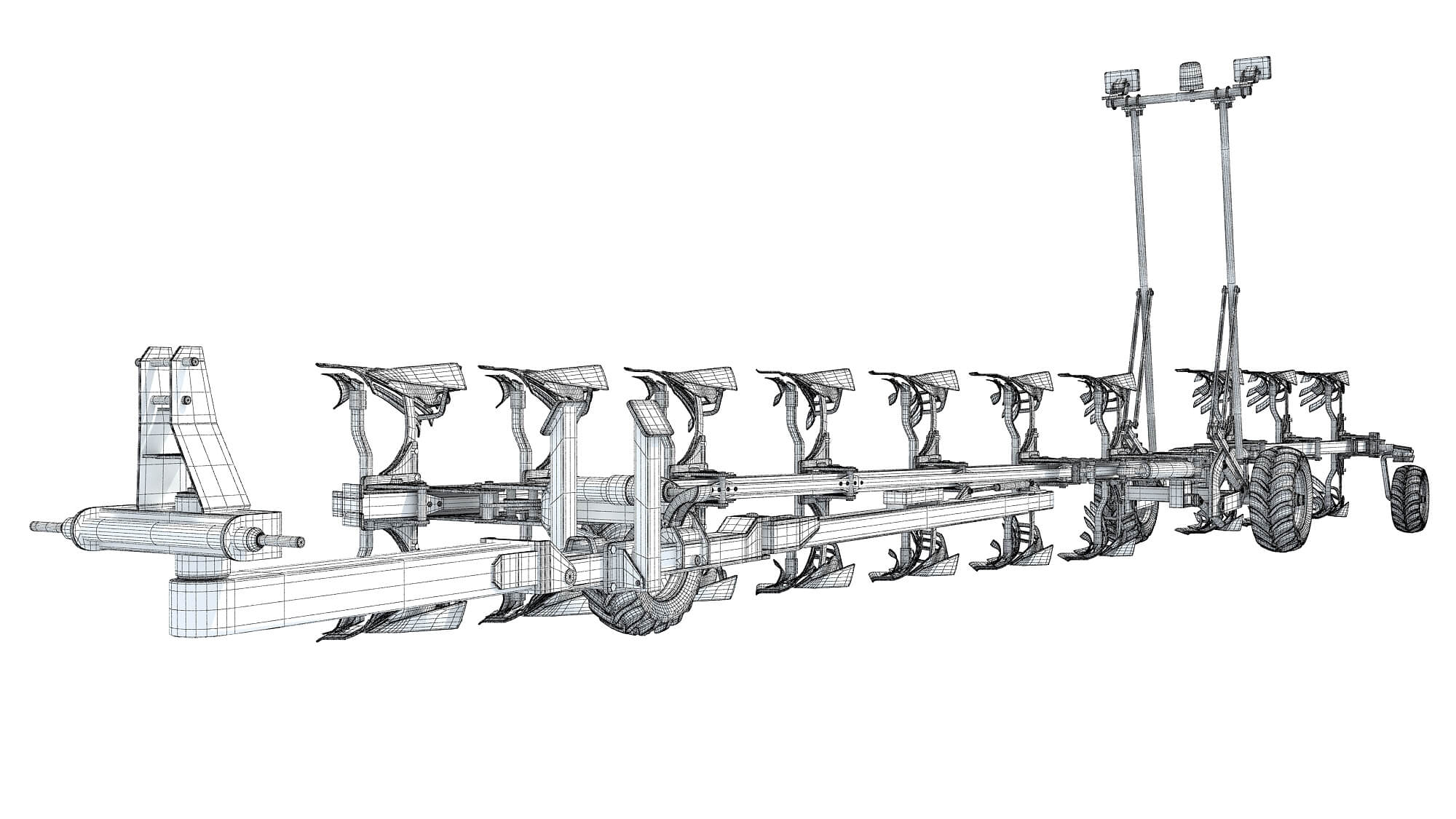 Semi Mounted Farm Plough - 3D Model by 3D Horse