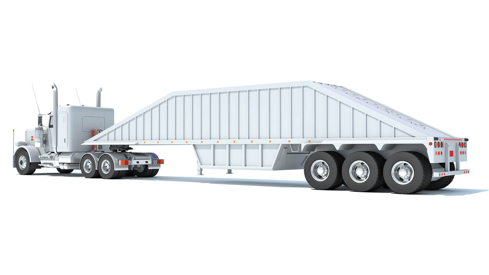 Semi Truck with Bottom Dump Trailer - 3D Model by 3D Horse