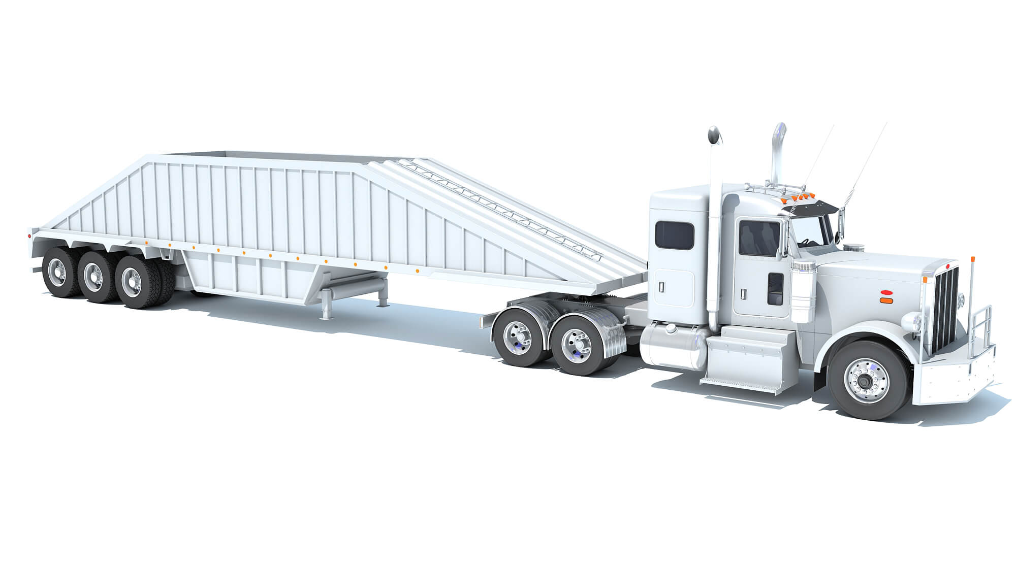 Semi Truck with Bottom Dump Trailer - 3D Model by 3D Horse