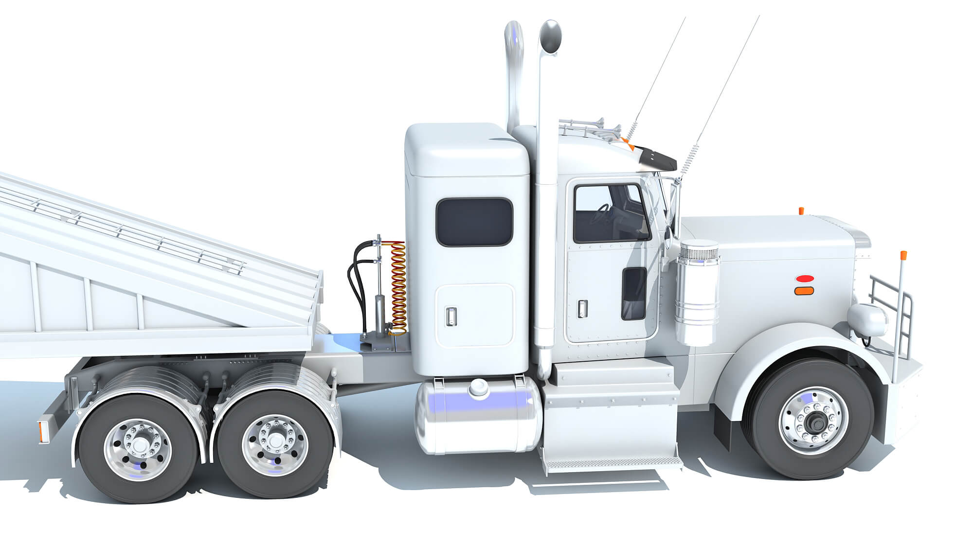 Semi Truck with Bottom Dump Trailer - 3D Model by 3D Horse