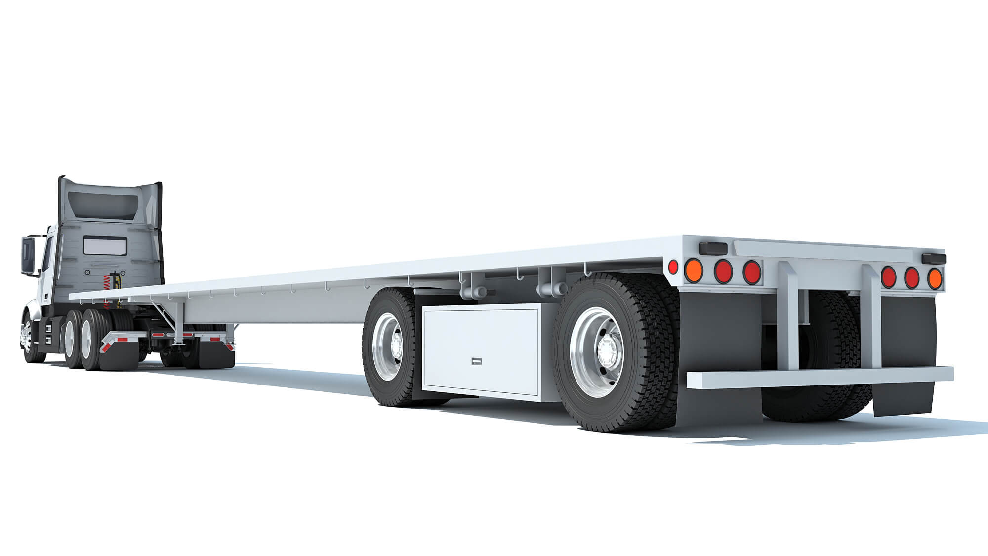 Semi Truck with Flatbed Trailer - 3D Model by 3D Horse