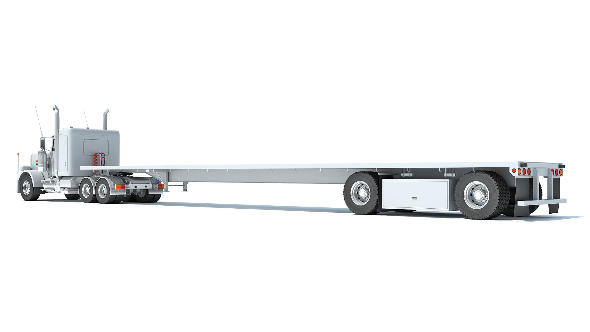 Semi Truck with Flatbed Trailer - 3D Model by 3D Horse