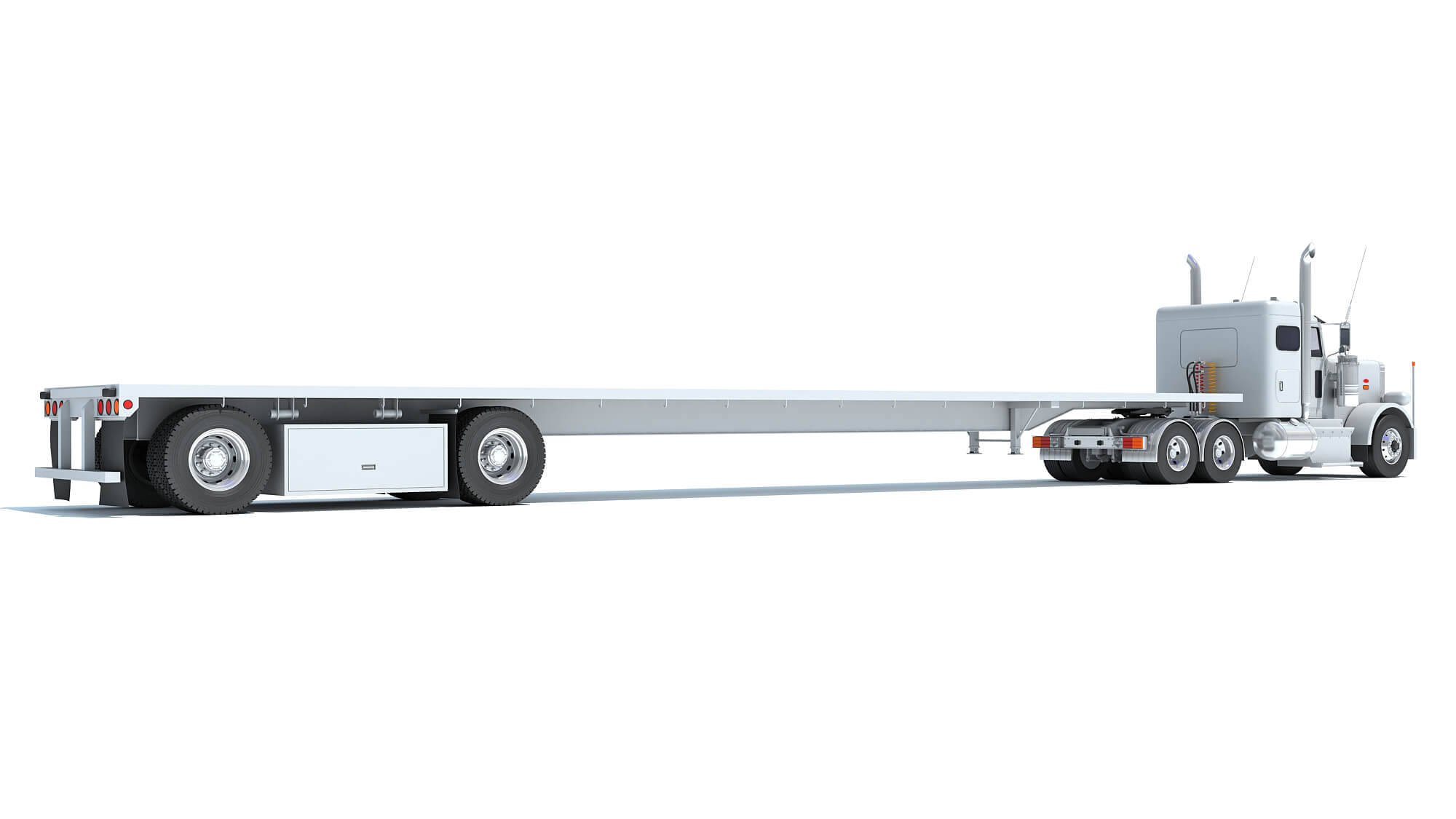 Semi Truck with Flatbed Trailer - 3D Model by 3D Horse
