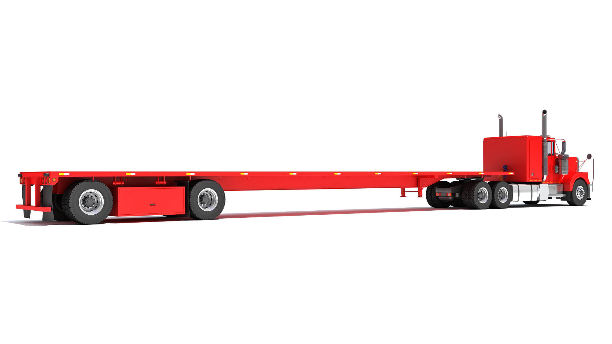 Semi Truck with Flatbed Trailer - 3D Model by 3D Horse