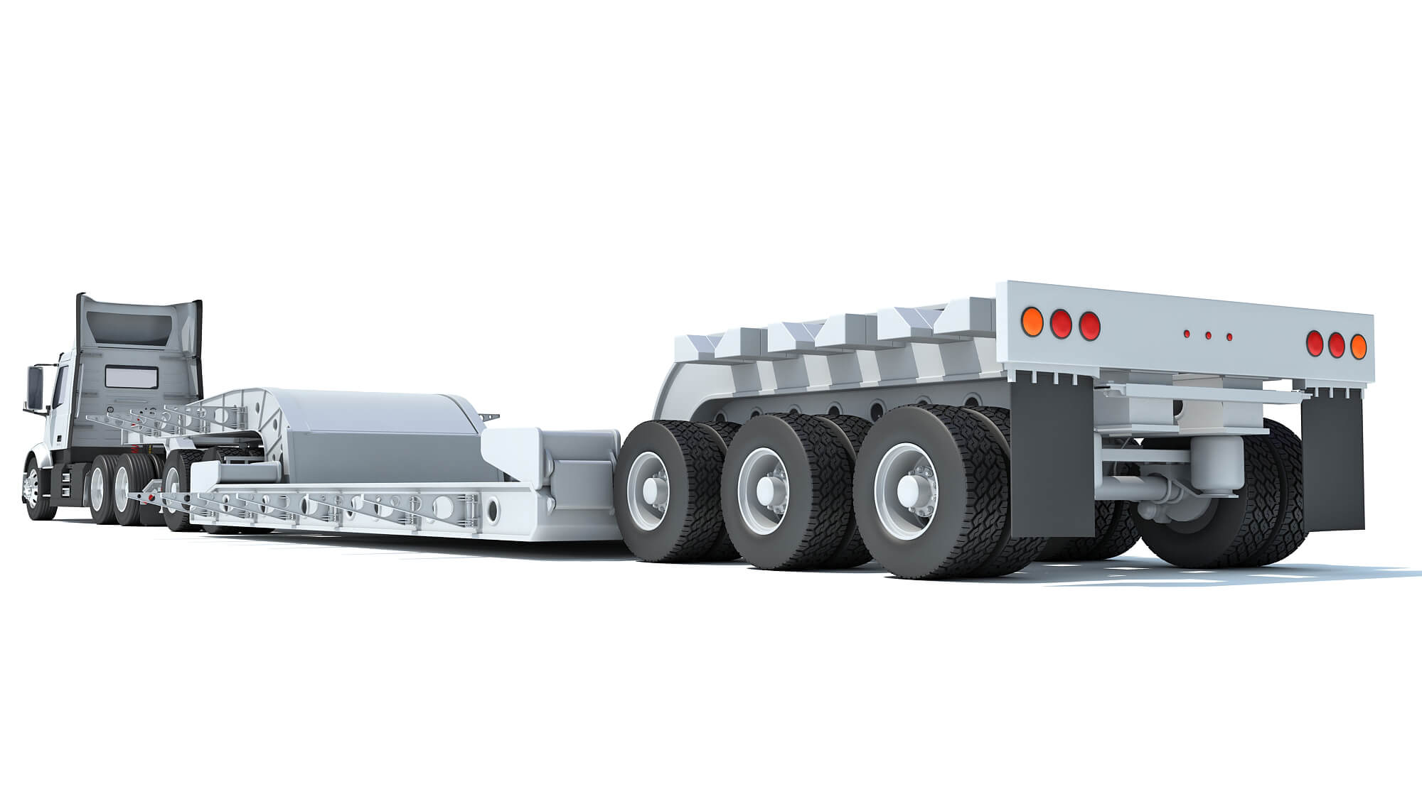 Semi Truck with Lowboy Trailer - 3D Model by 3D Horse