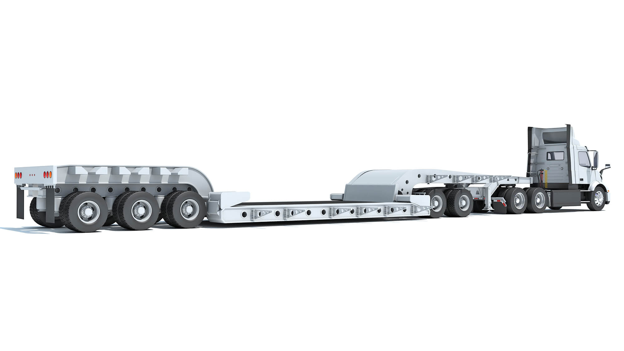 Semi Truck with Lowboy Trailer - 3D Model by 3D Horse