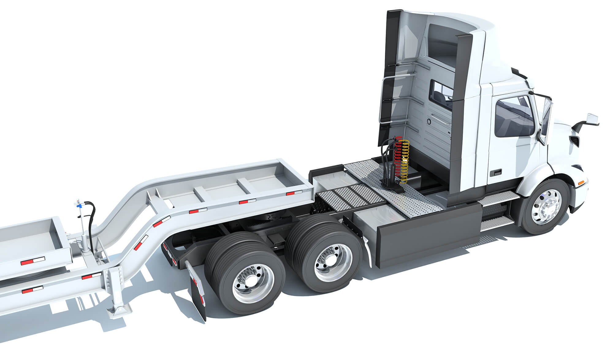 Semi Truck with Lowboy Trailer - 3D Model by 3D Horse