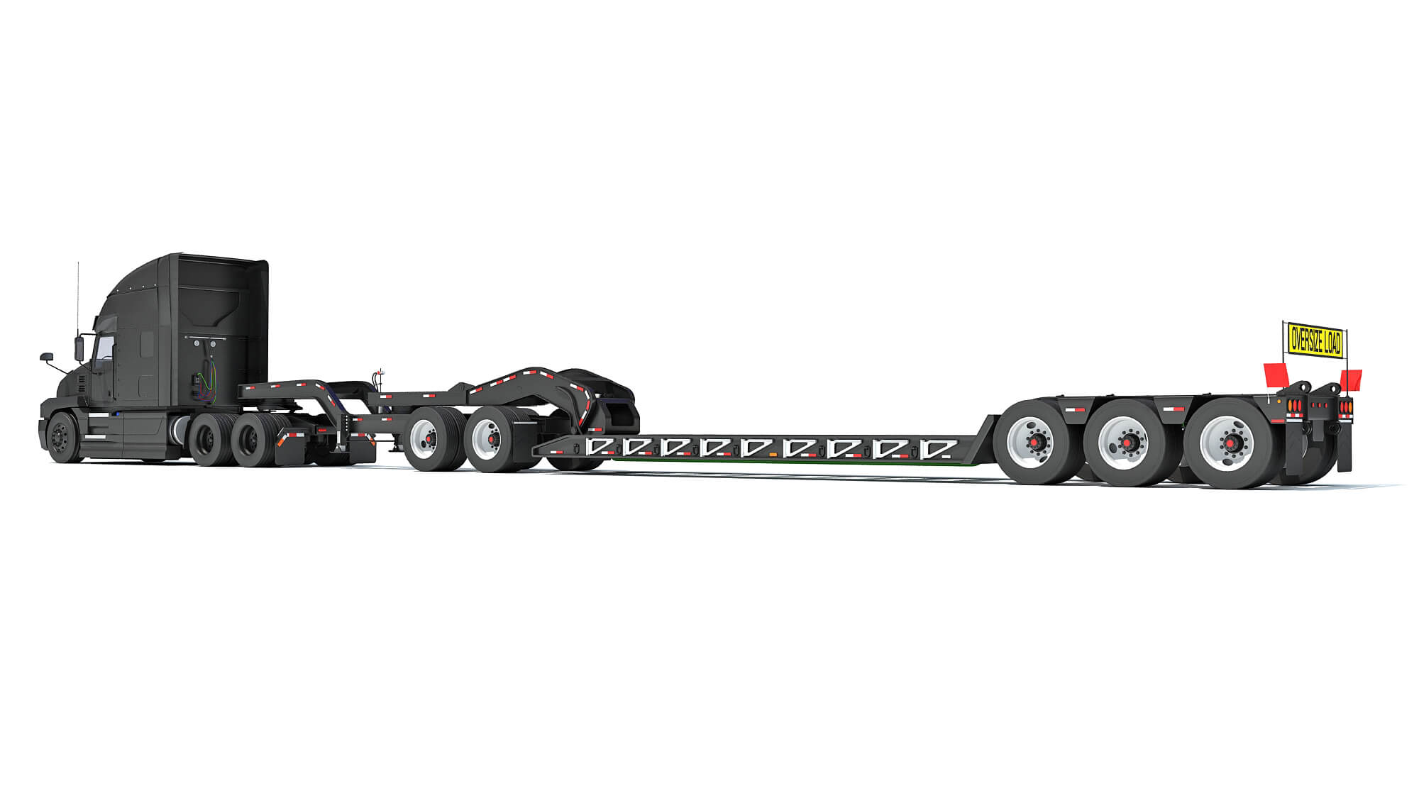 Semi Truck with Lowboy Trailer - 3D Model by 3D Horse