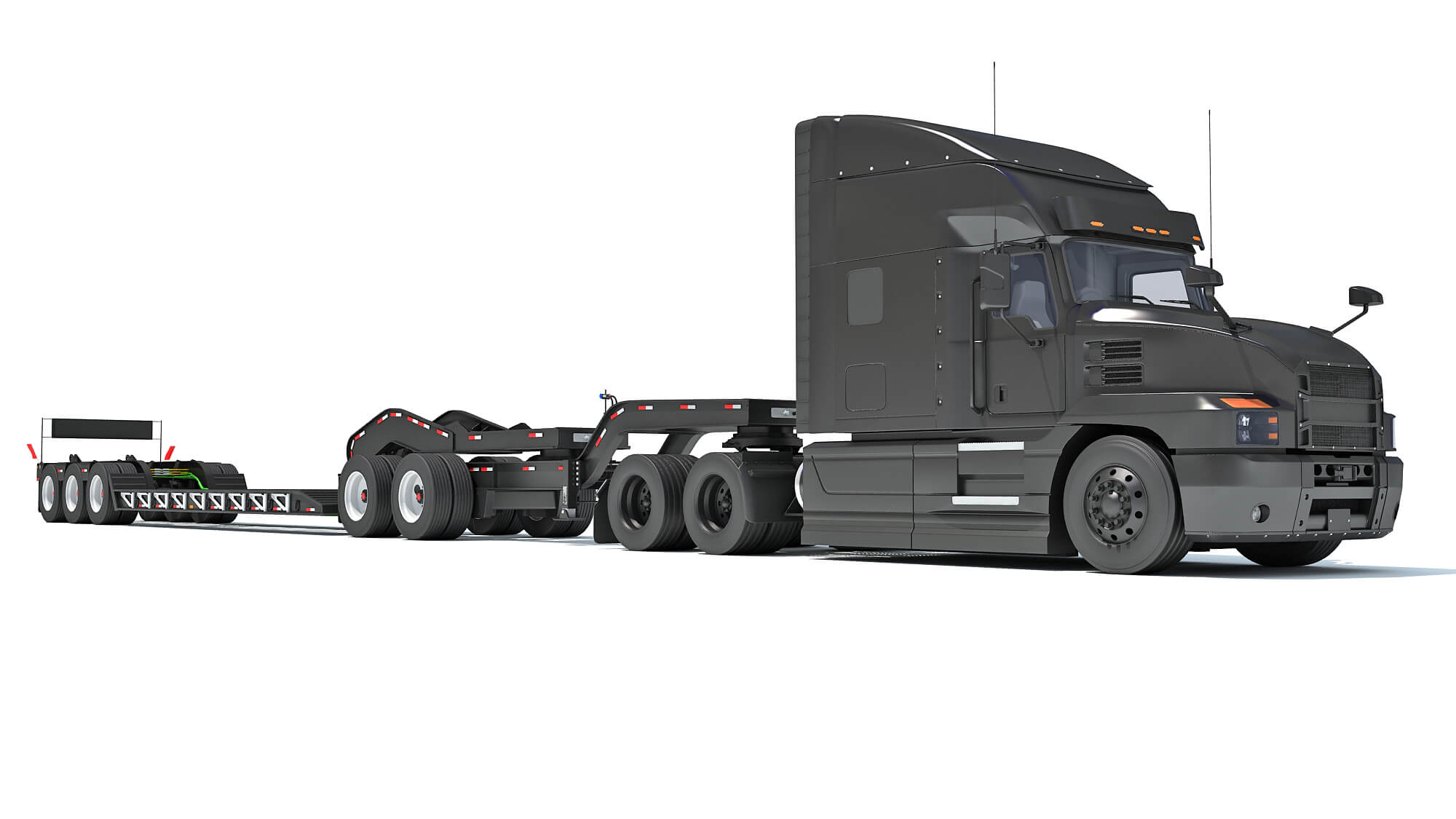 Semi Truck with Lowboy Trailer - 3D Model by 3D Horse