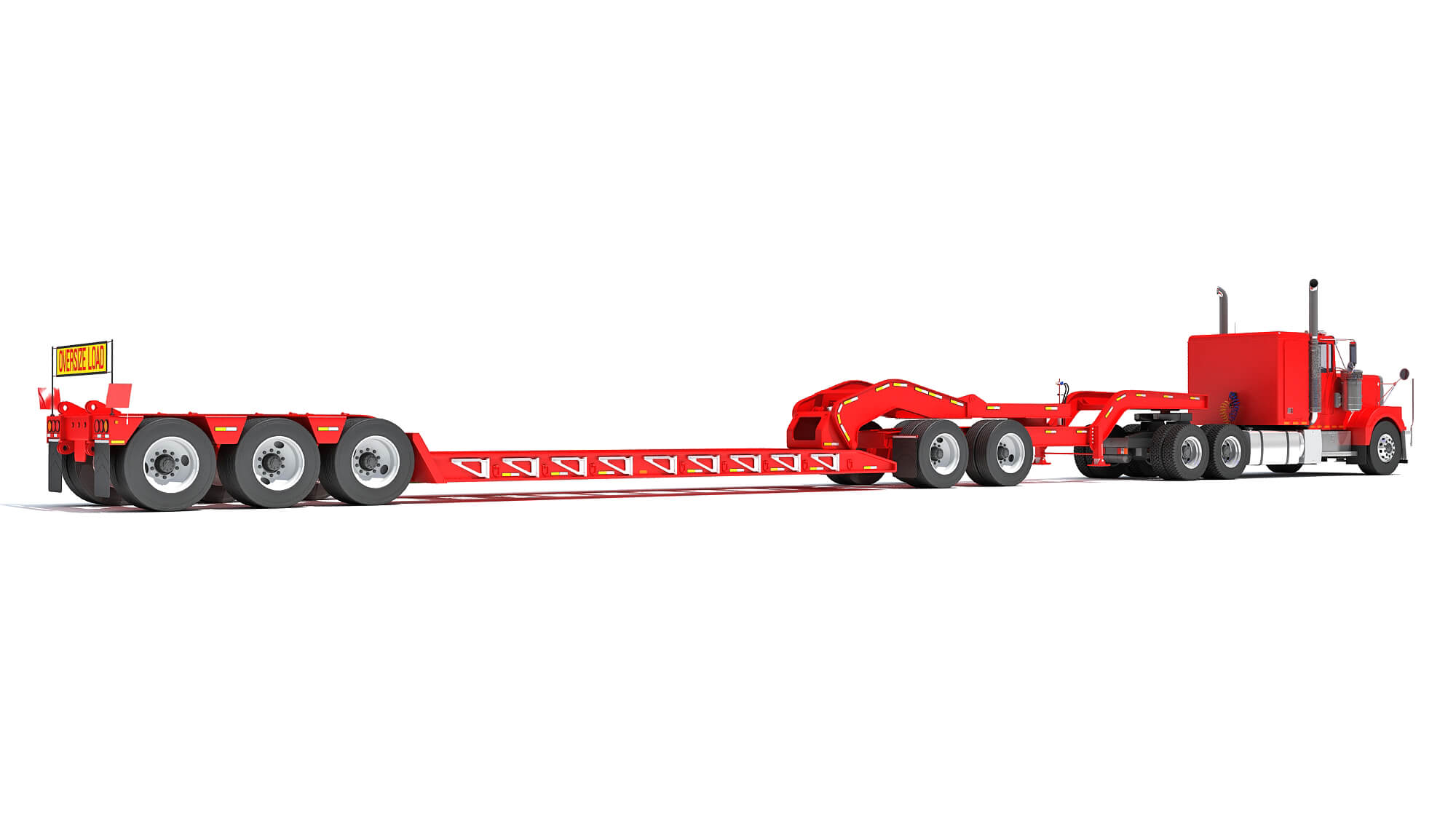 Semi Truck with Lowboy Trailer - 3D Model by 3D Horse