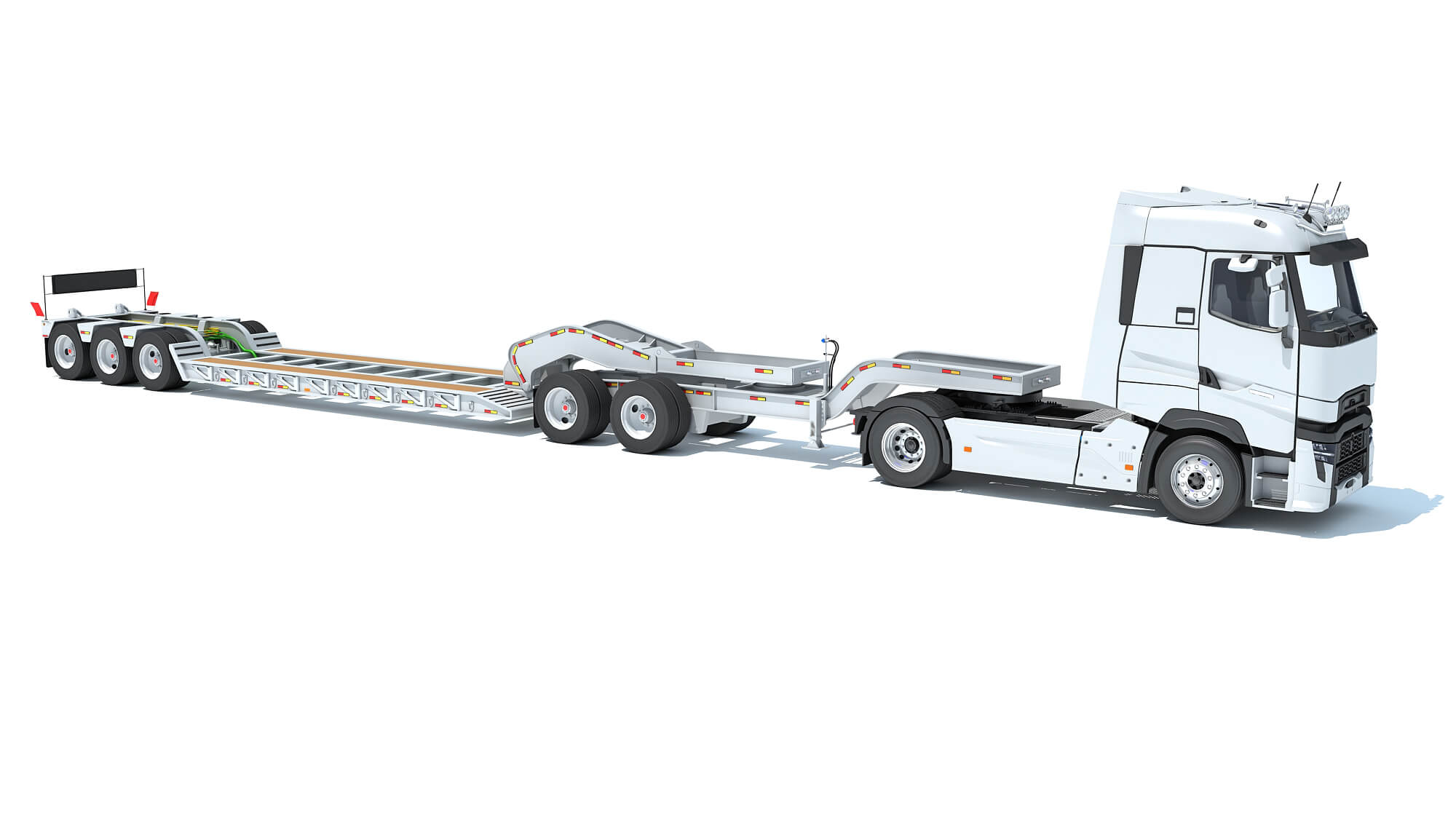 Semi Truck with Platform Trailer - 3D Model by 3D Horse