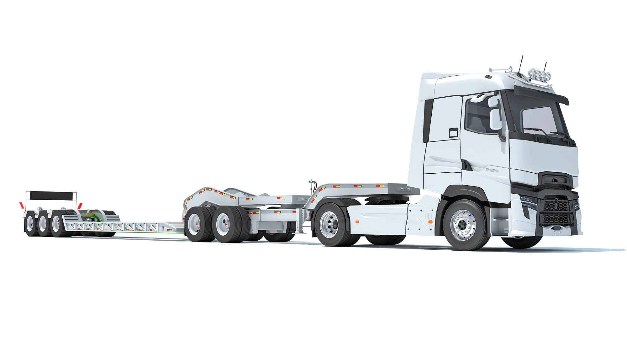 Semi Truck with Platform Trailer - 3D Model by 3D Horse