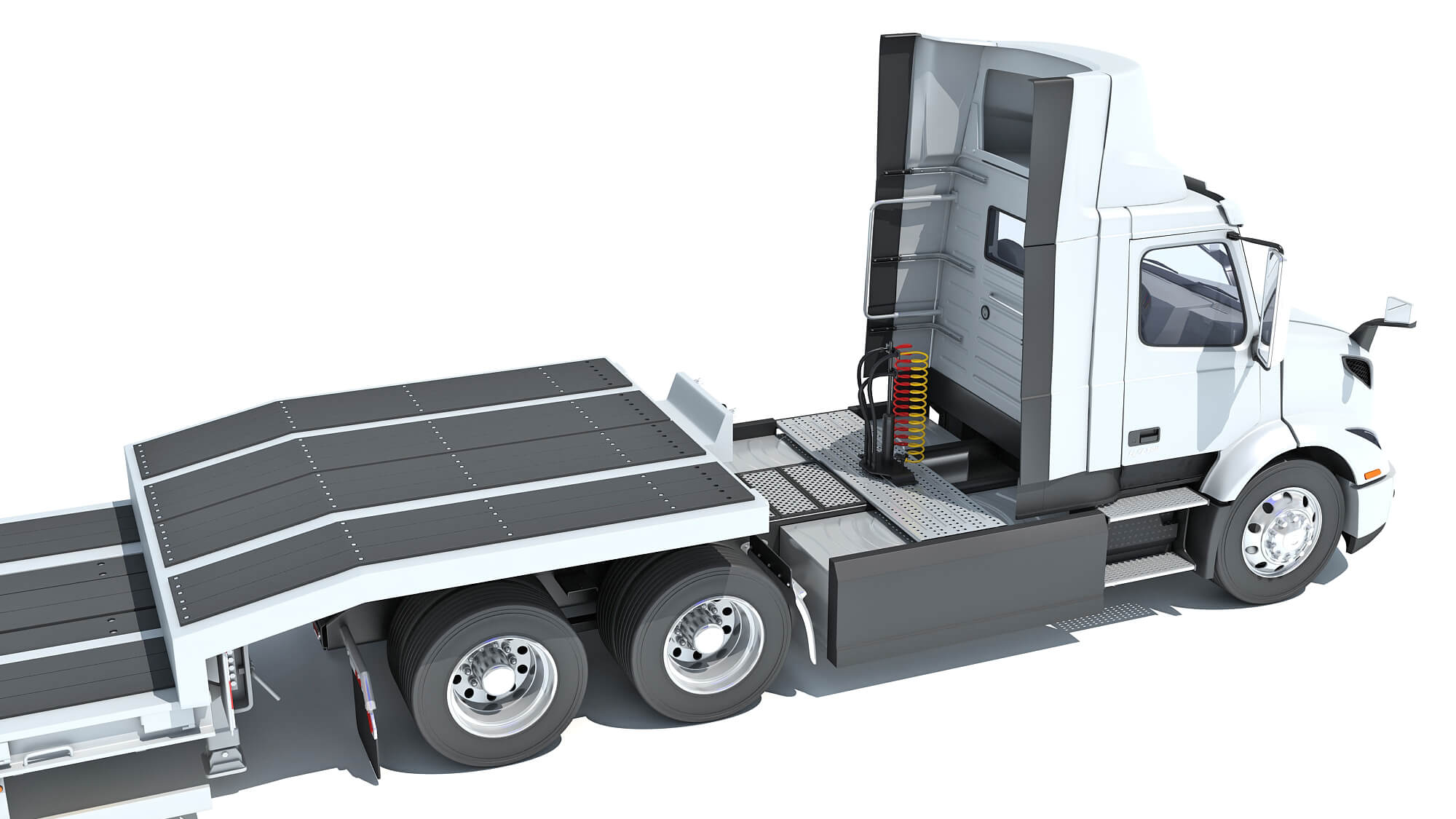 Semi-Truck with Platform Trailer 3D Model by 3D Horse