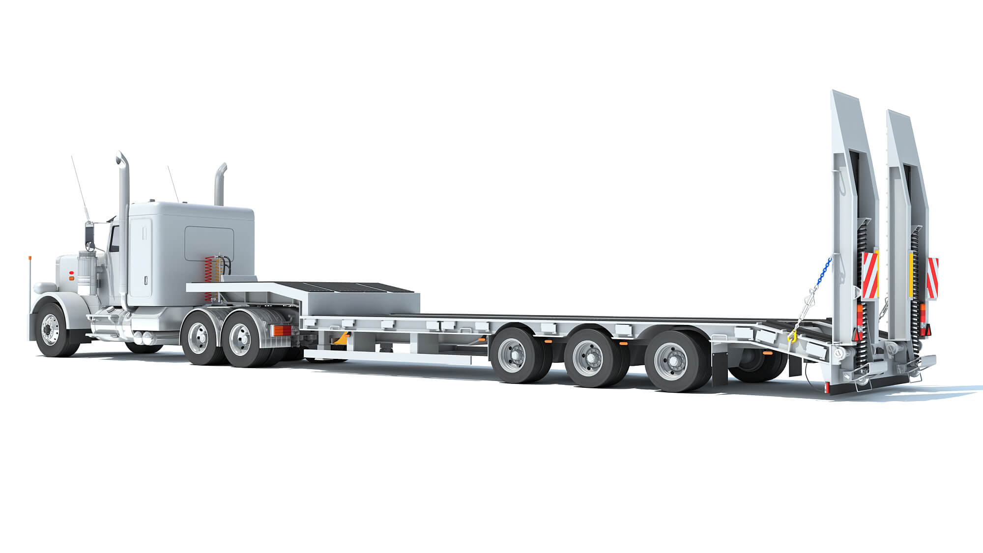 Semi-Truck with Platform Trailer 3D Model by 3D Horse