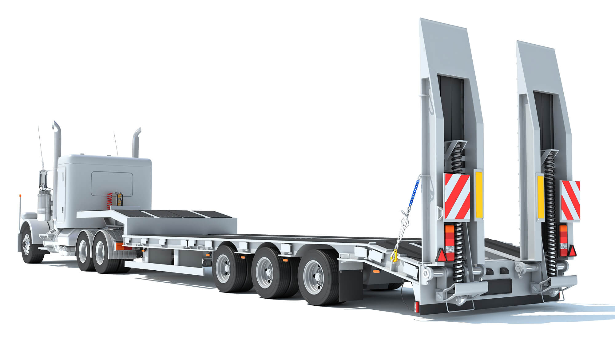 Semi-Truck with Platform Trailer 3D Model by 3D Horse