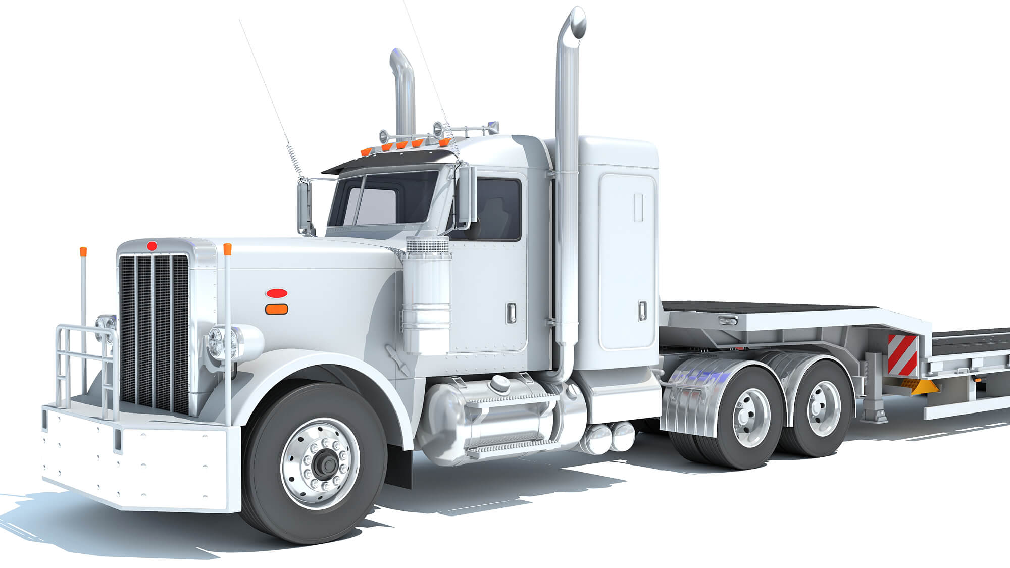 Semi-Truck with Platform Trailer 3D Model by 3D Horse