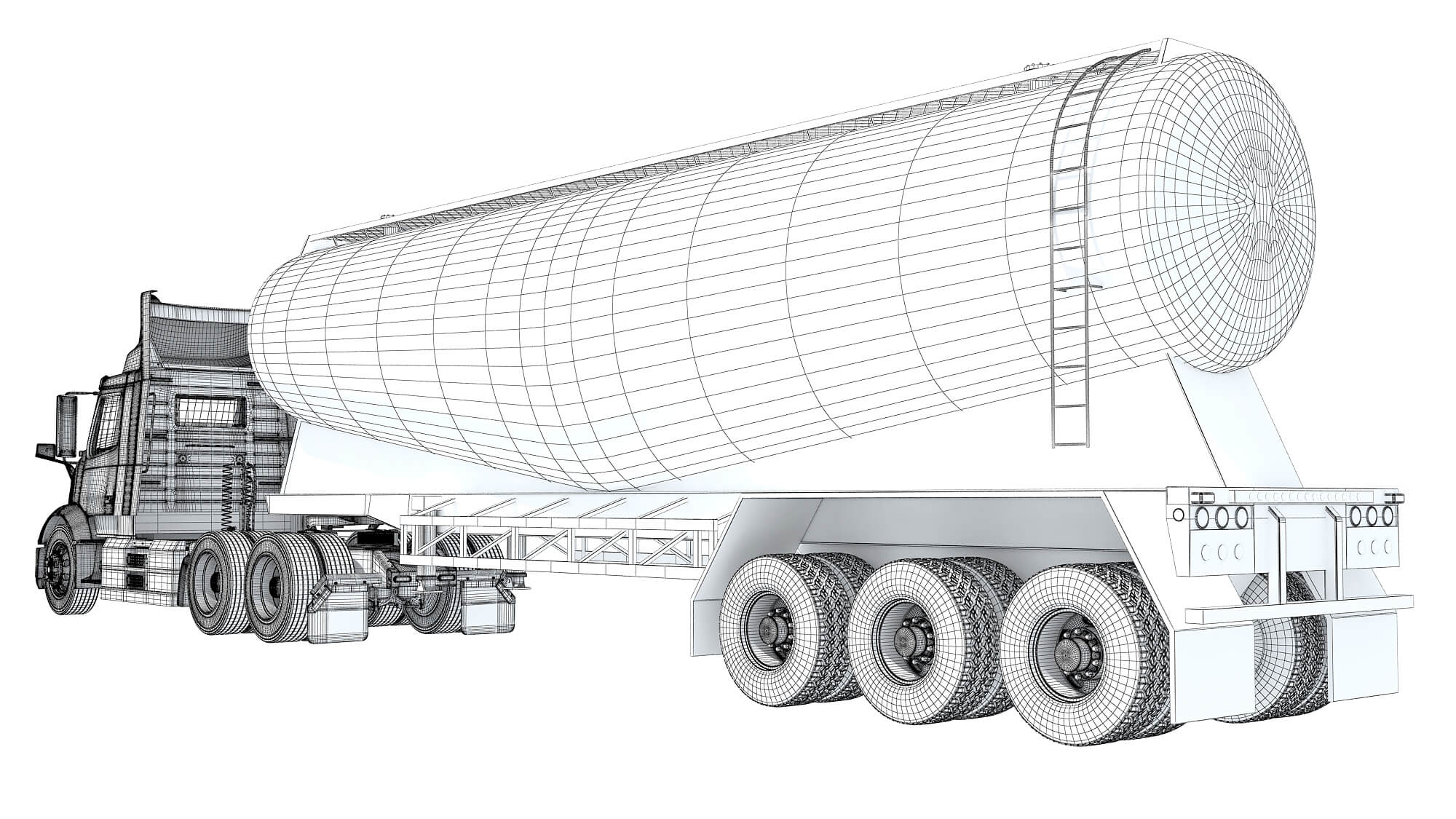 Semi Truck with Tank Trailer - 3D Model by 3D Horse