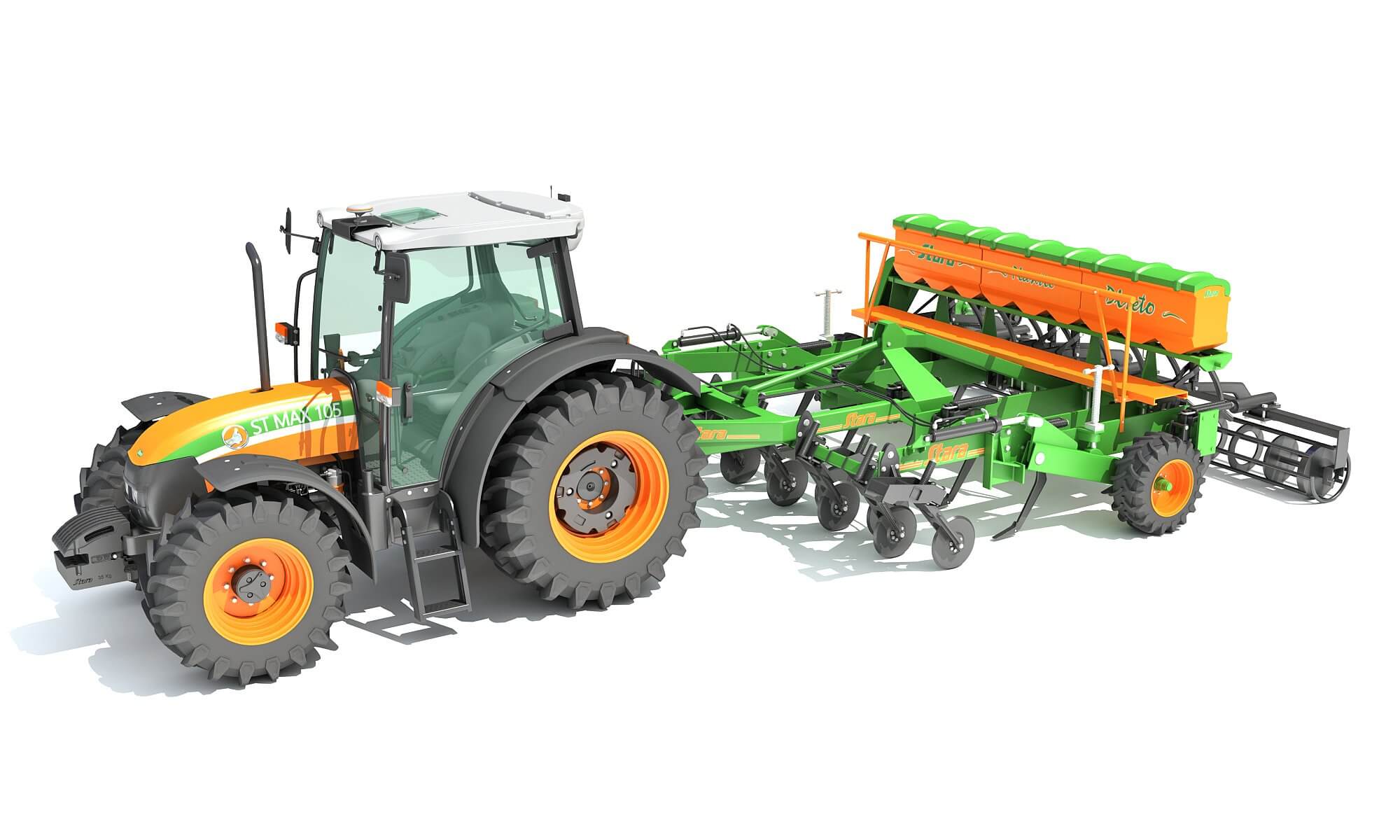 Stara Tractor with Seed Drill - 3D Model by 3D Horse