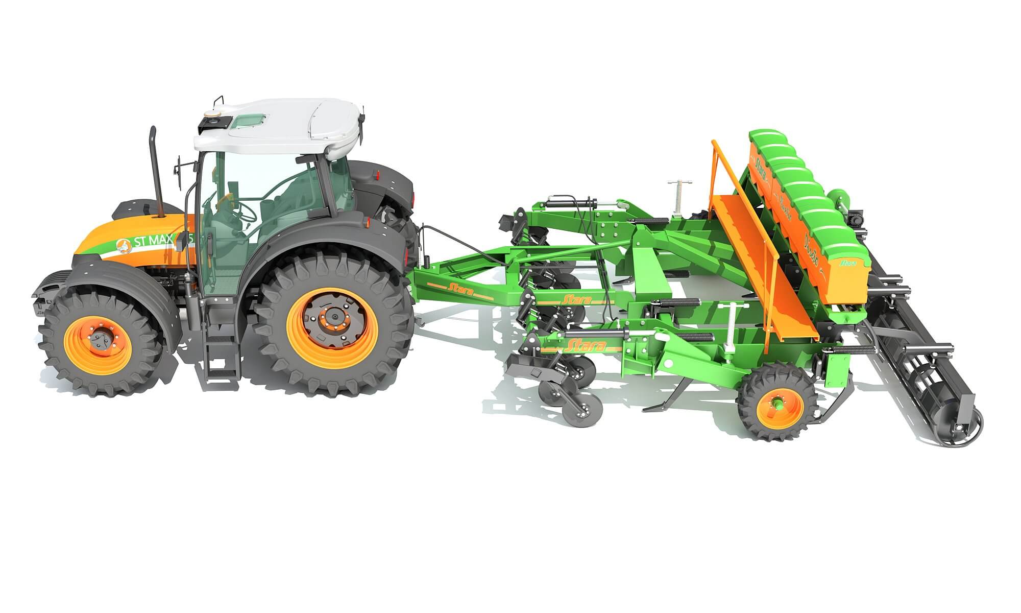 Stara Tractor with Seed Drill - 3D Model by 3D Horse